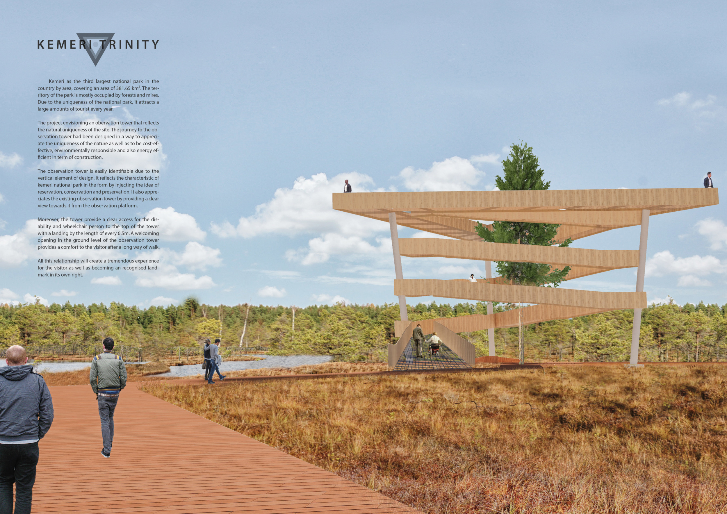 Architecture project // Triangular Observation Tower Embracing Pine and ...