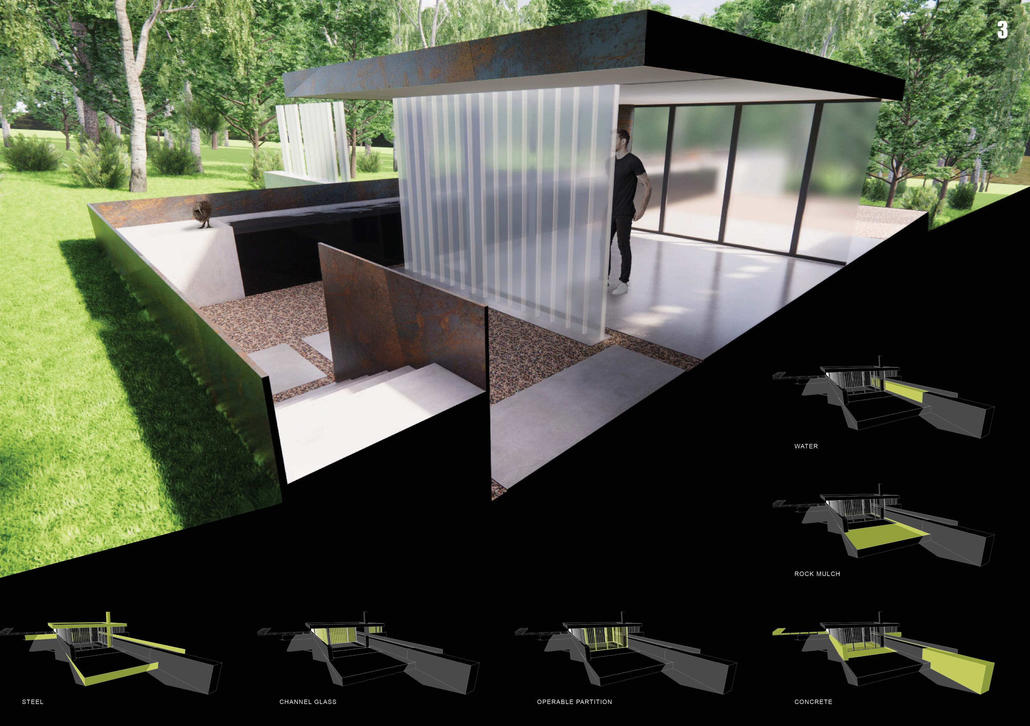Architecture project // Rusting Steel and Channel Glass Framing ...
