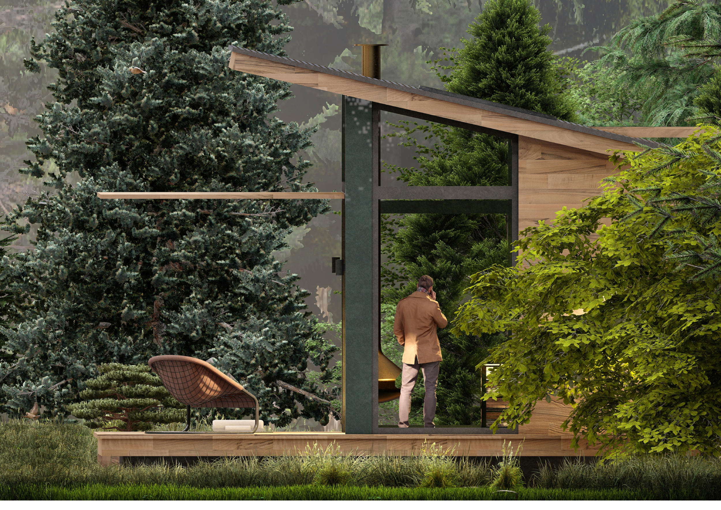 Architecture project // Charred Wooden Shingles and Large Glazing in a ...