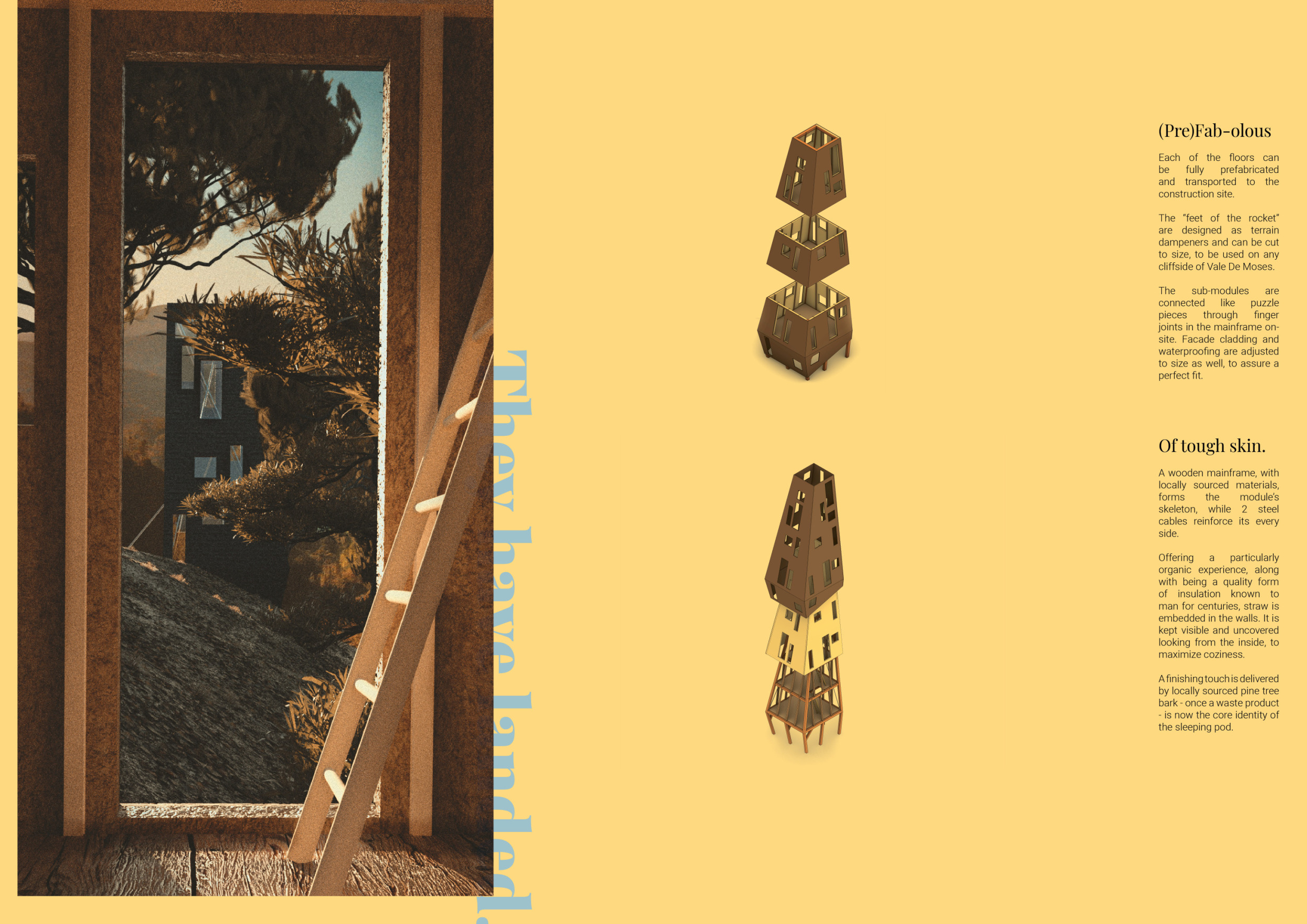 Architecture project // Tree Bark Clad Pods Elevated Among Maritime ...