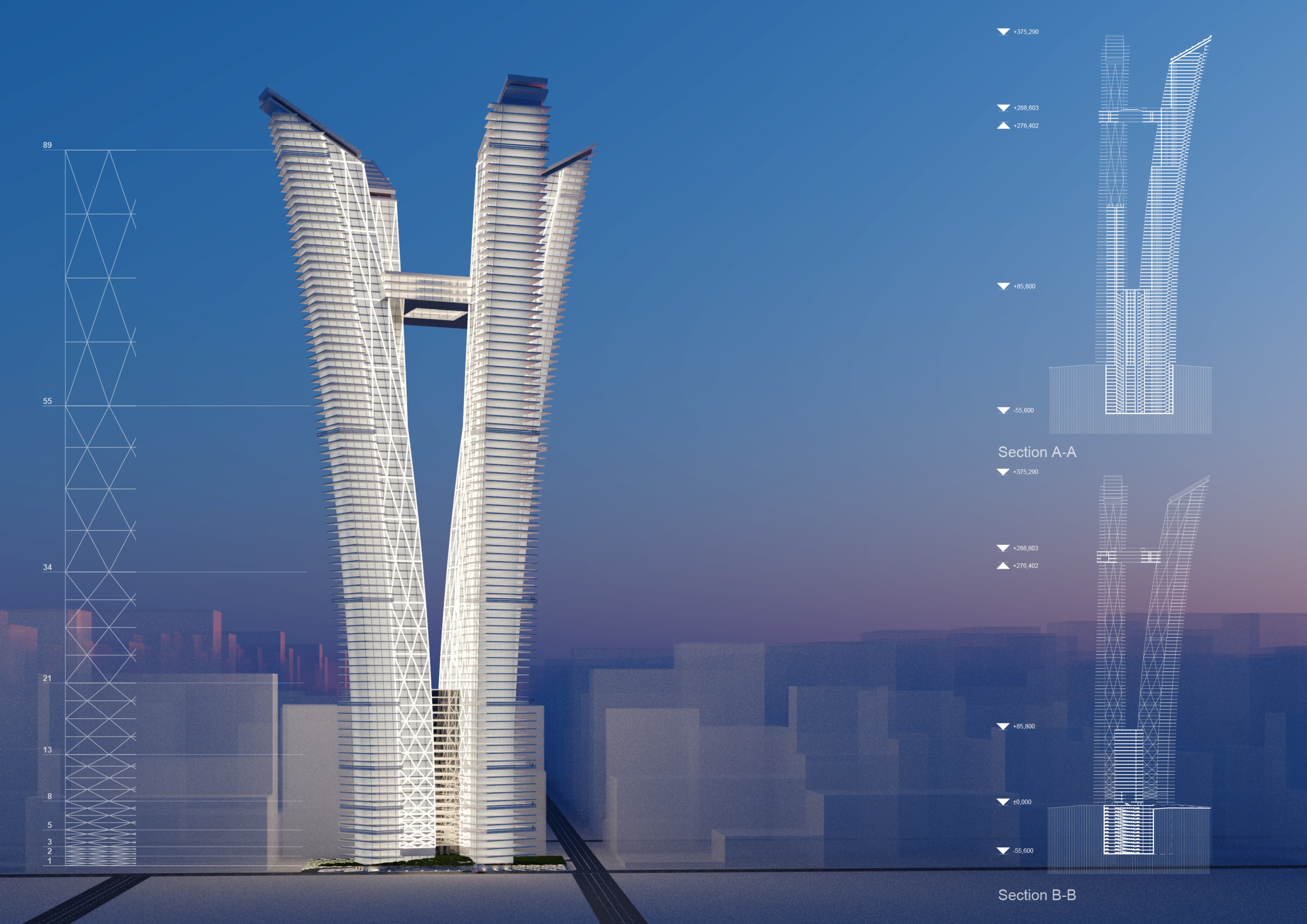Architecture project // Vertical Gardens and Outward-Leaning Steel ...