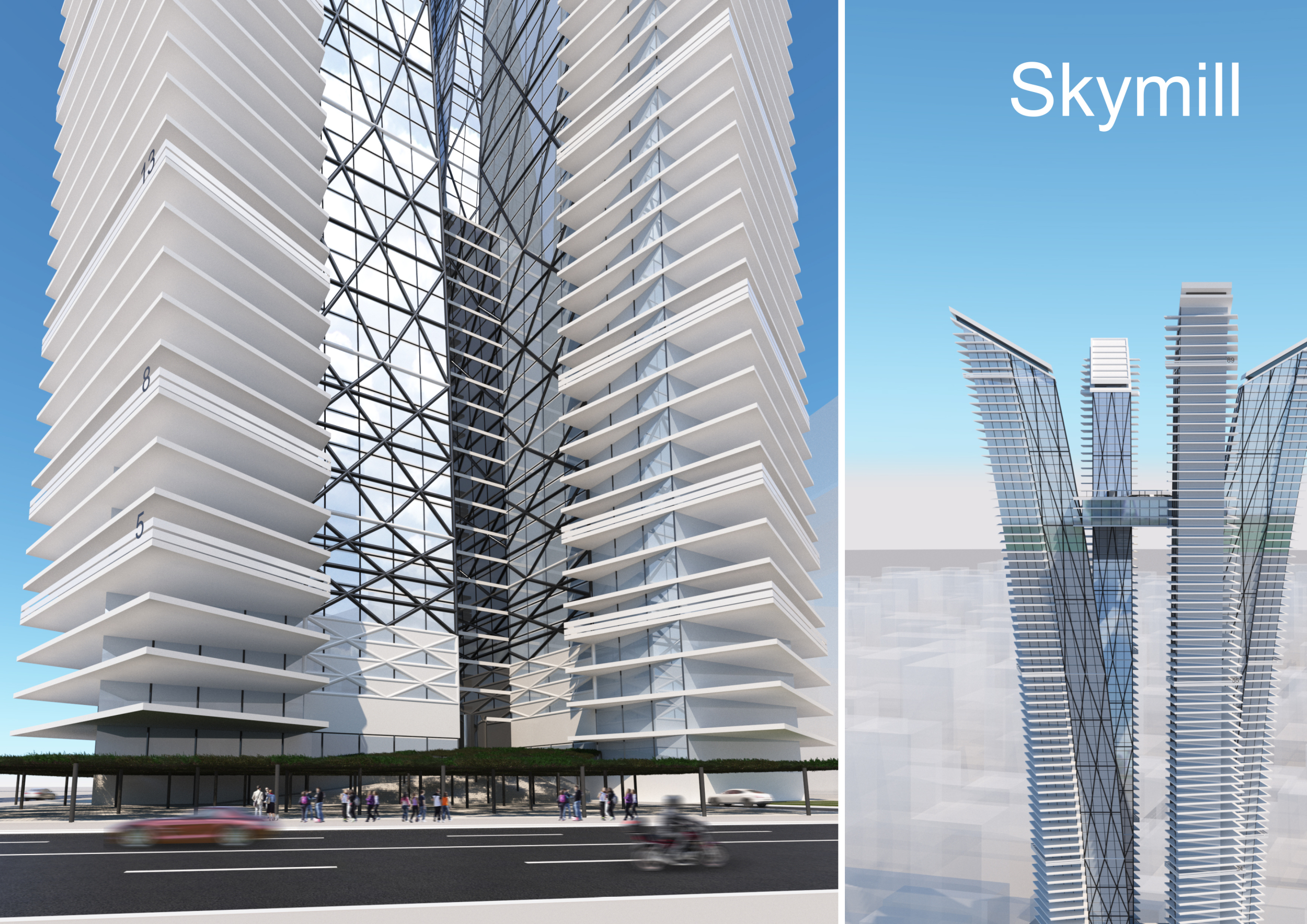 Architecture project // Vertical Gardens and Outward-Leaning Steel ...