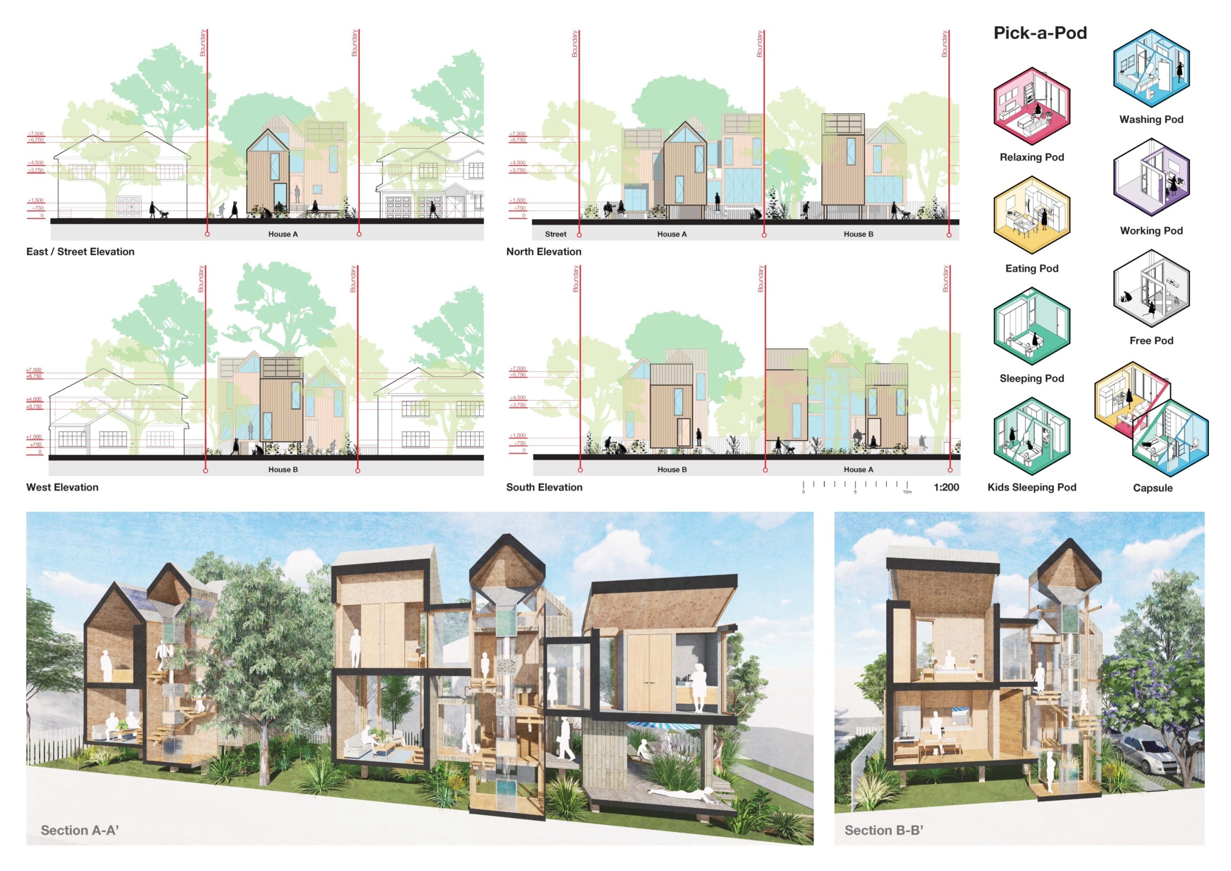 Architecture project // Modular Living Spaces with Integrated Greenery ...