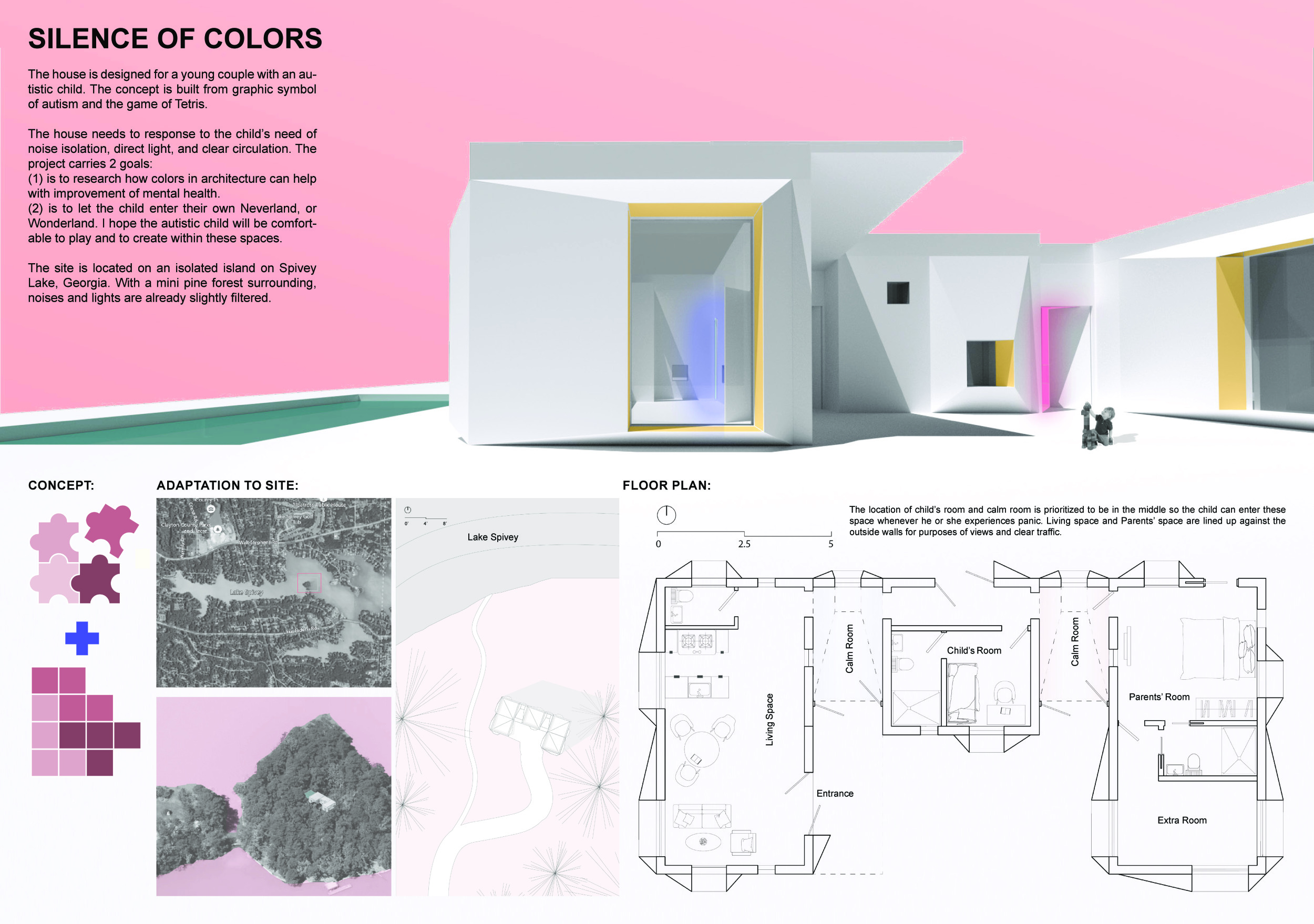 Architecture project // Strategic Color Use and Thresholds Create Safe Spaces for Families