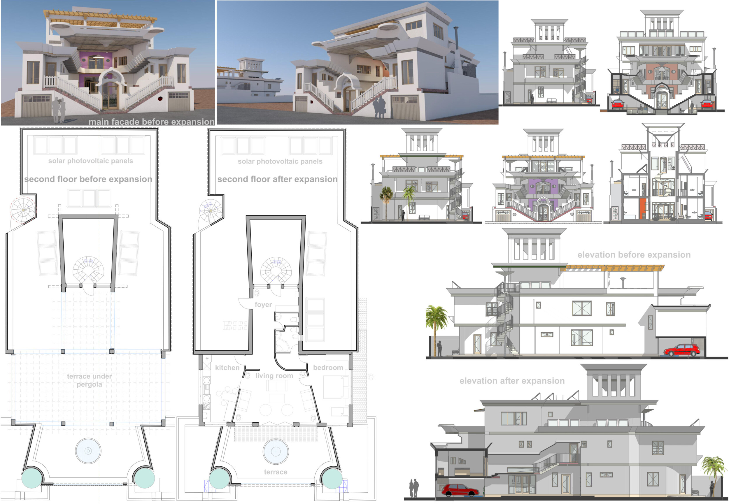 Architecture project // Textured Façade with Horizontal Grooves and ...