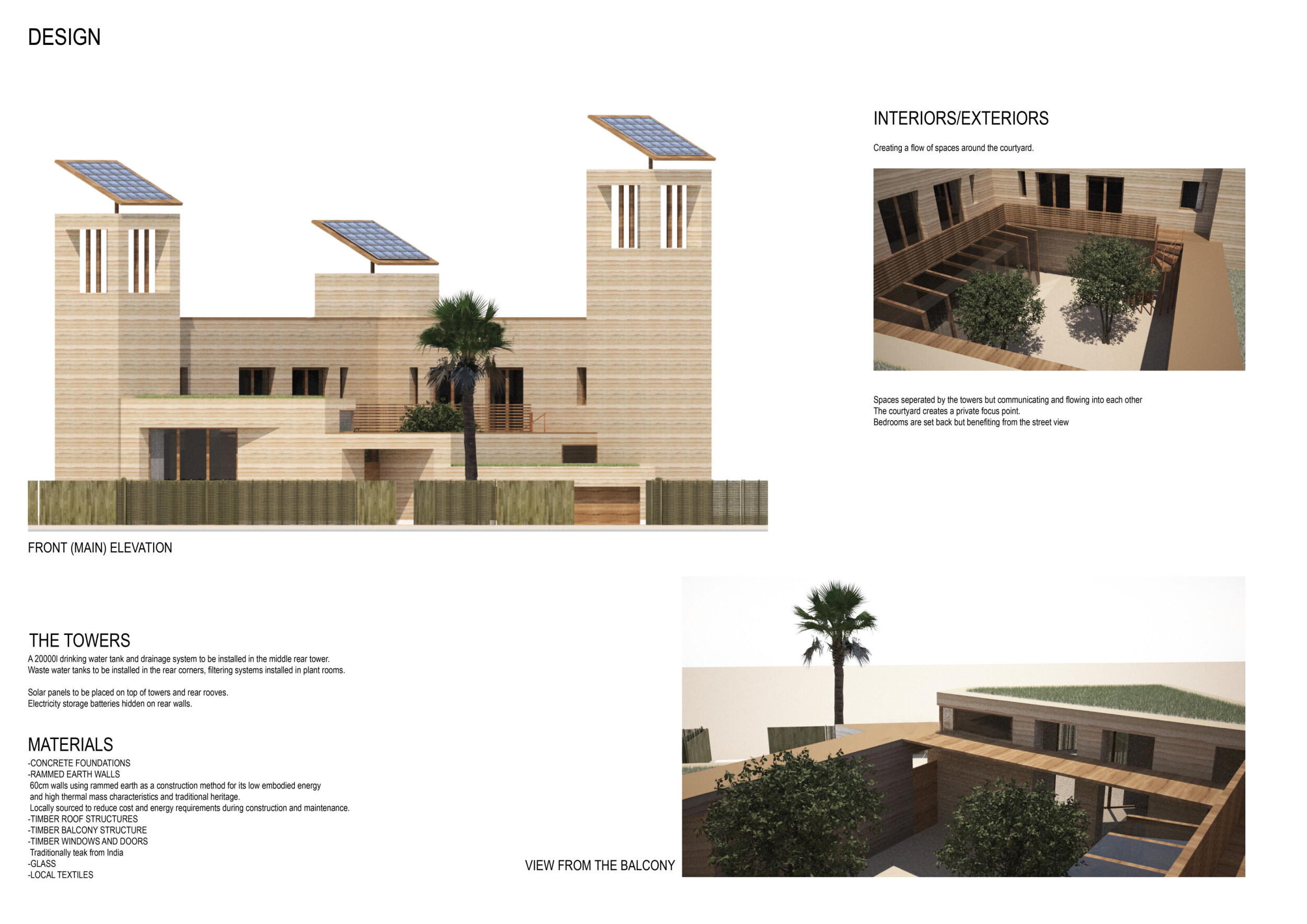 Architecture project // Rammed Earth Walls and Solar Towers in a ...