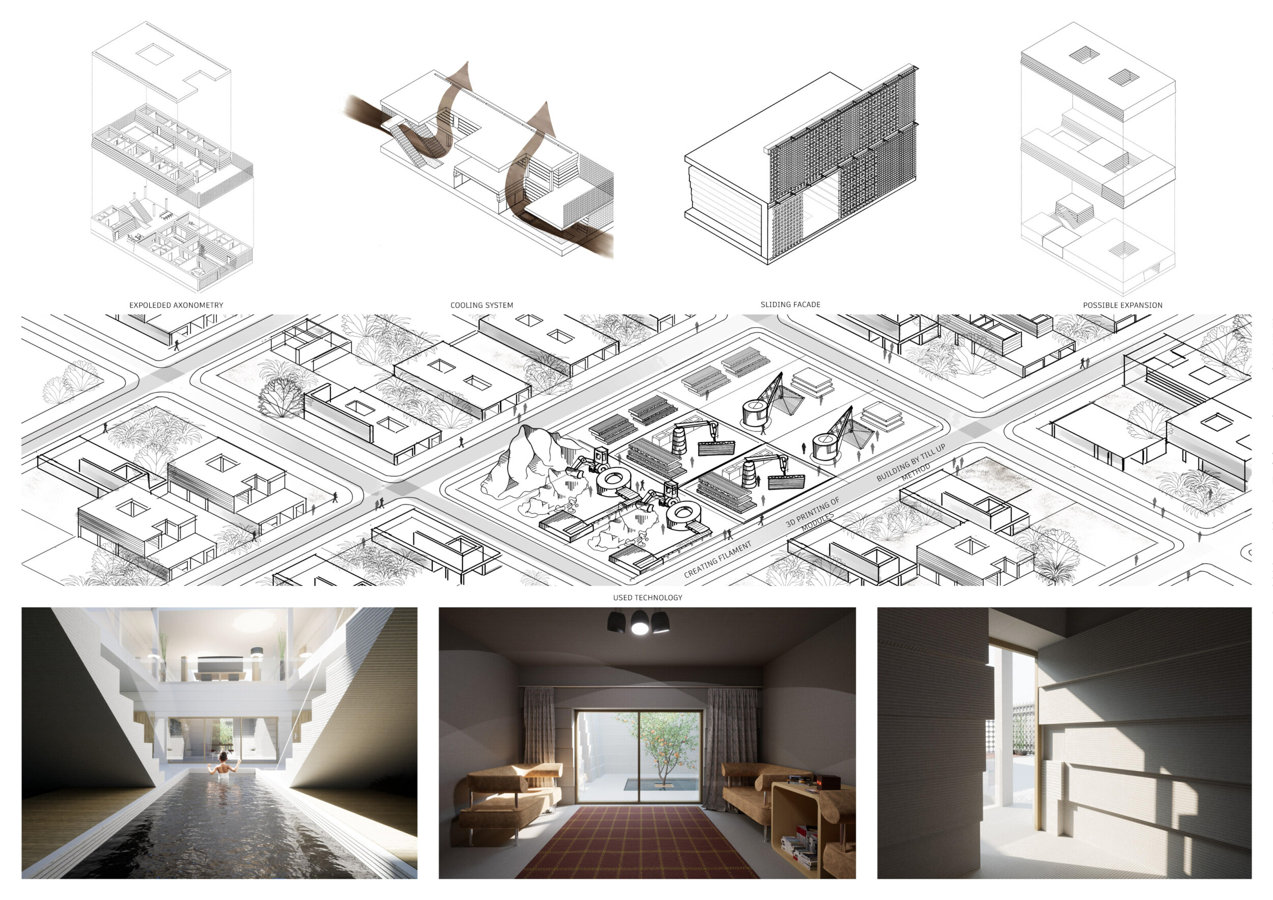 Architecture project // Geometric Facades with Elevated Windows Using ...
