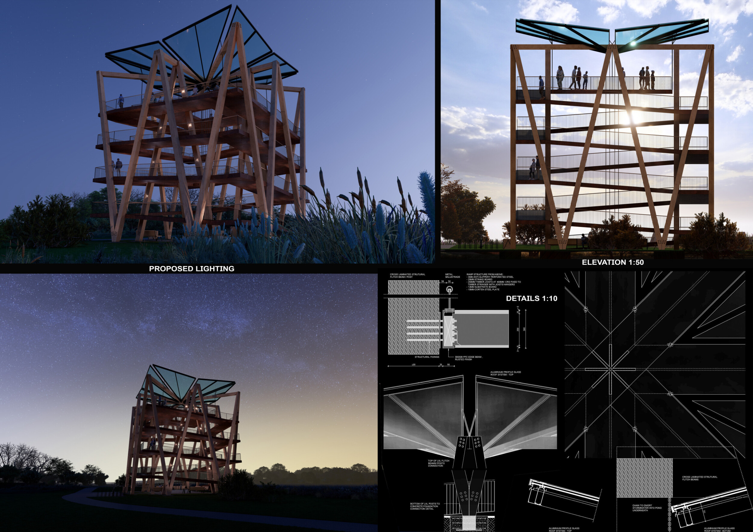 Architecture project // Cross-Laminated Timber Observation Tower with ...