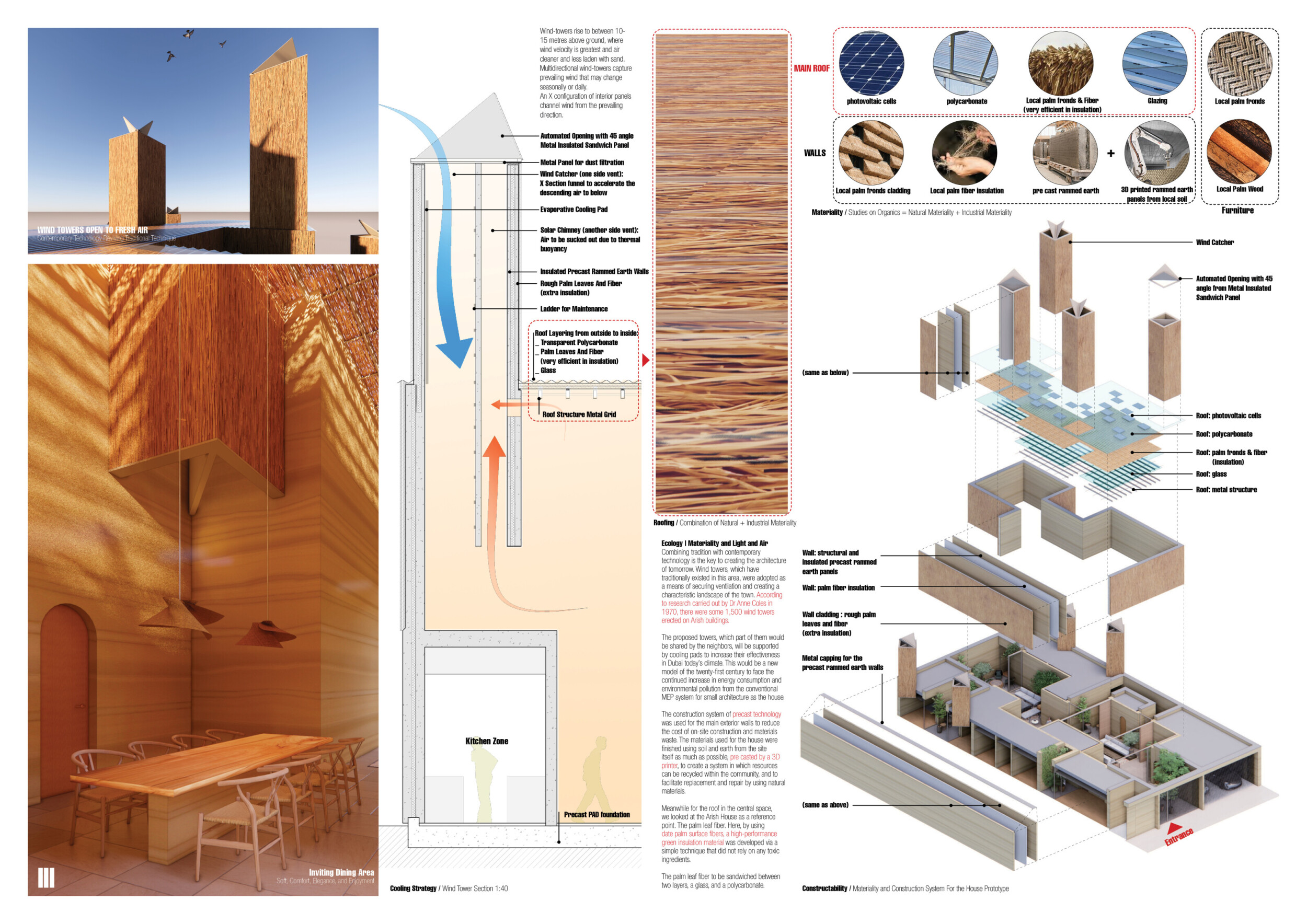 Architecture project // Palm Frond Cladding and Wind Towers in a ...