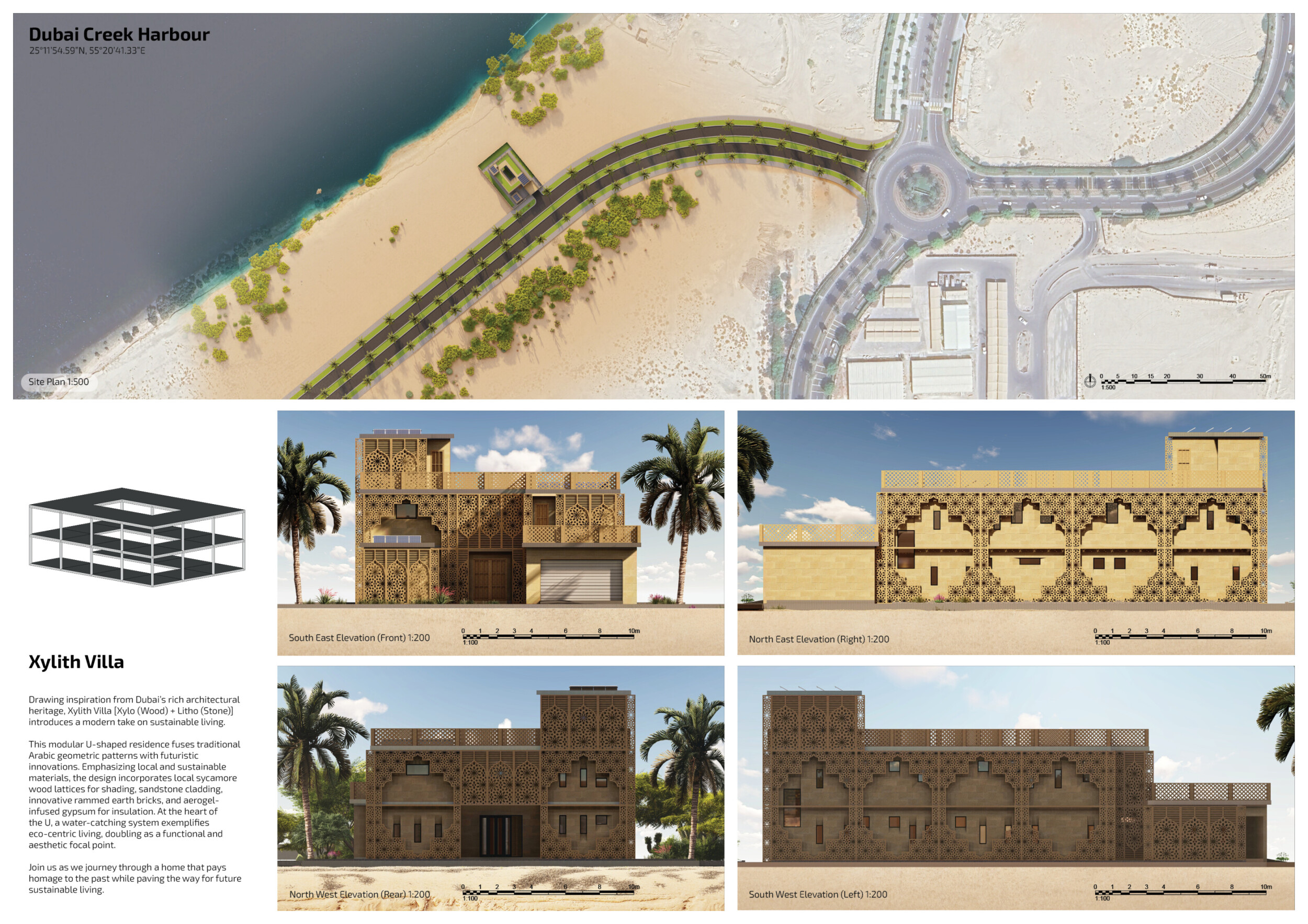 Architecture project // Geometric Mashrabiya Screens and Sustainable ...
