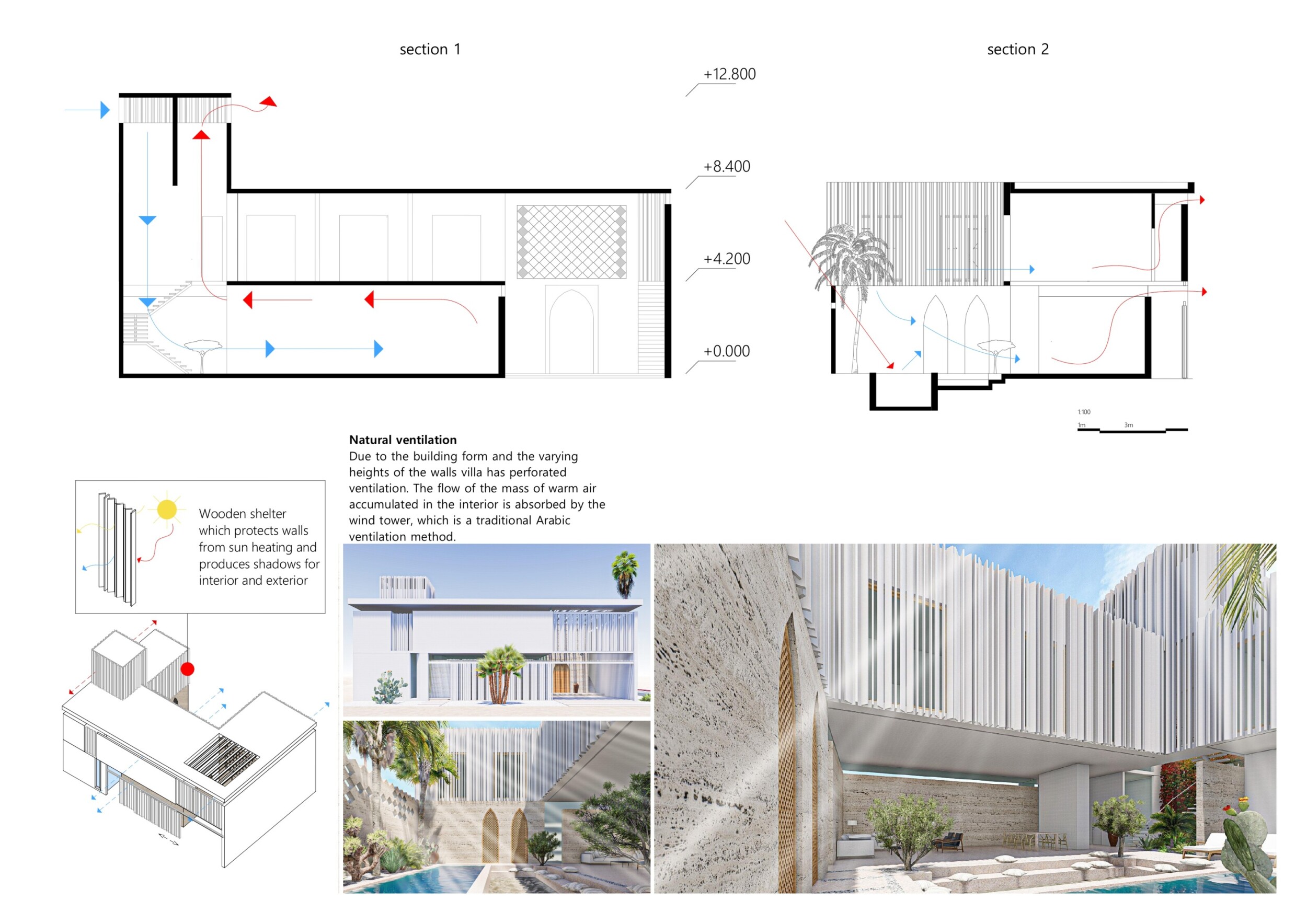 Architecture project // Wind Tower Residence Integrating Limestone and ...