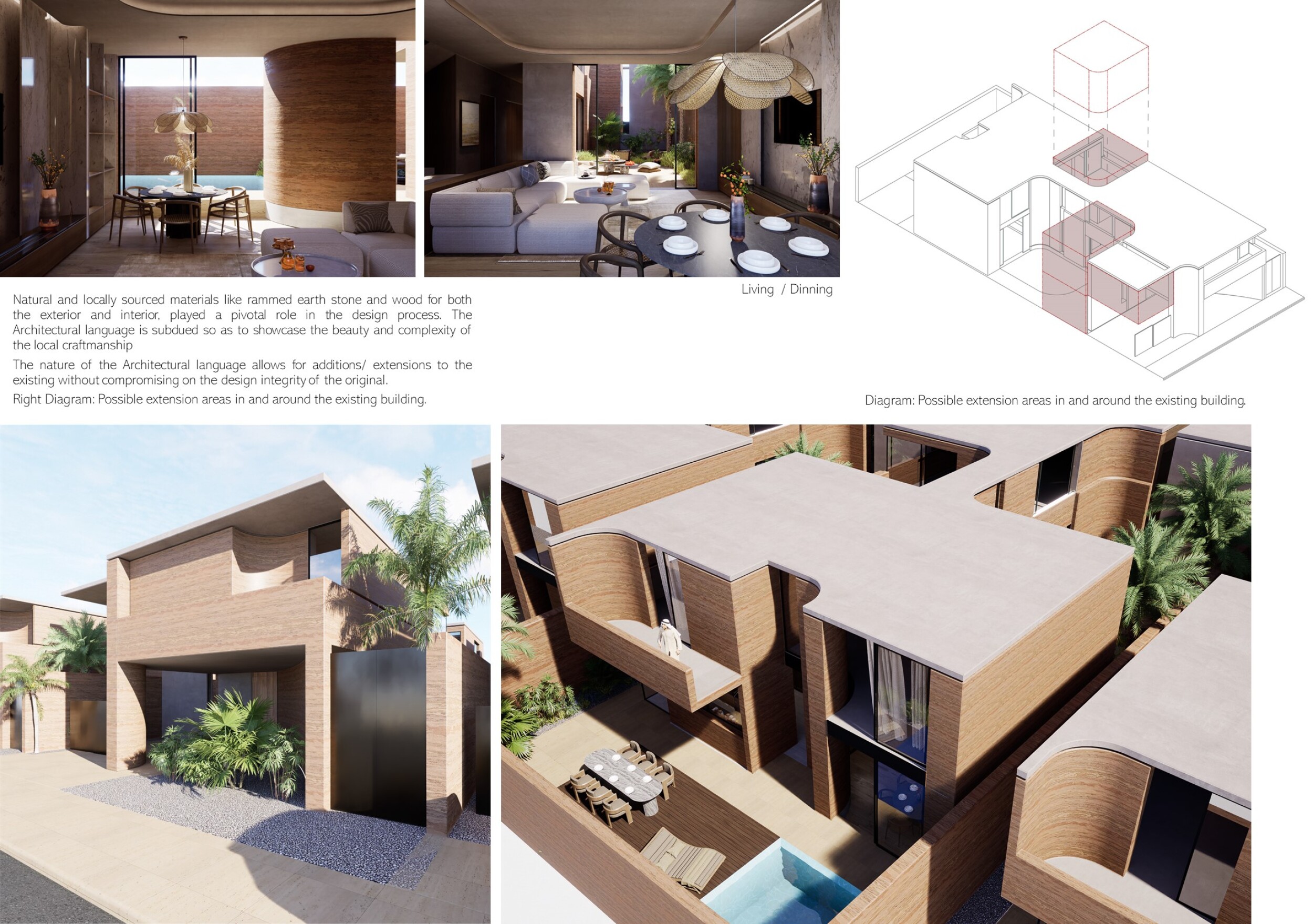 Architecture project // Rammed Earth Structure with Central Courtyard ...