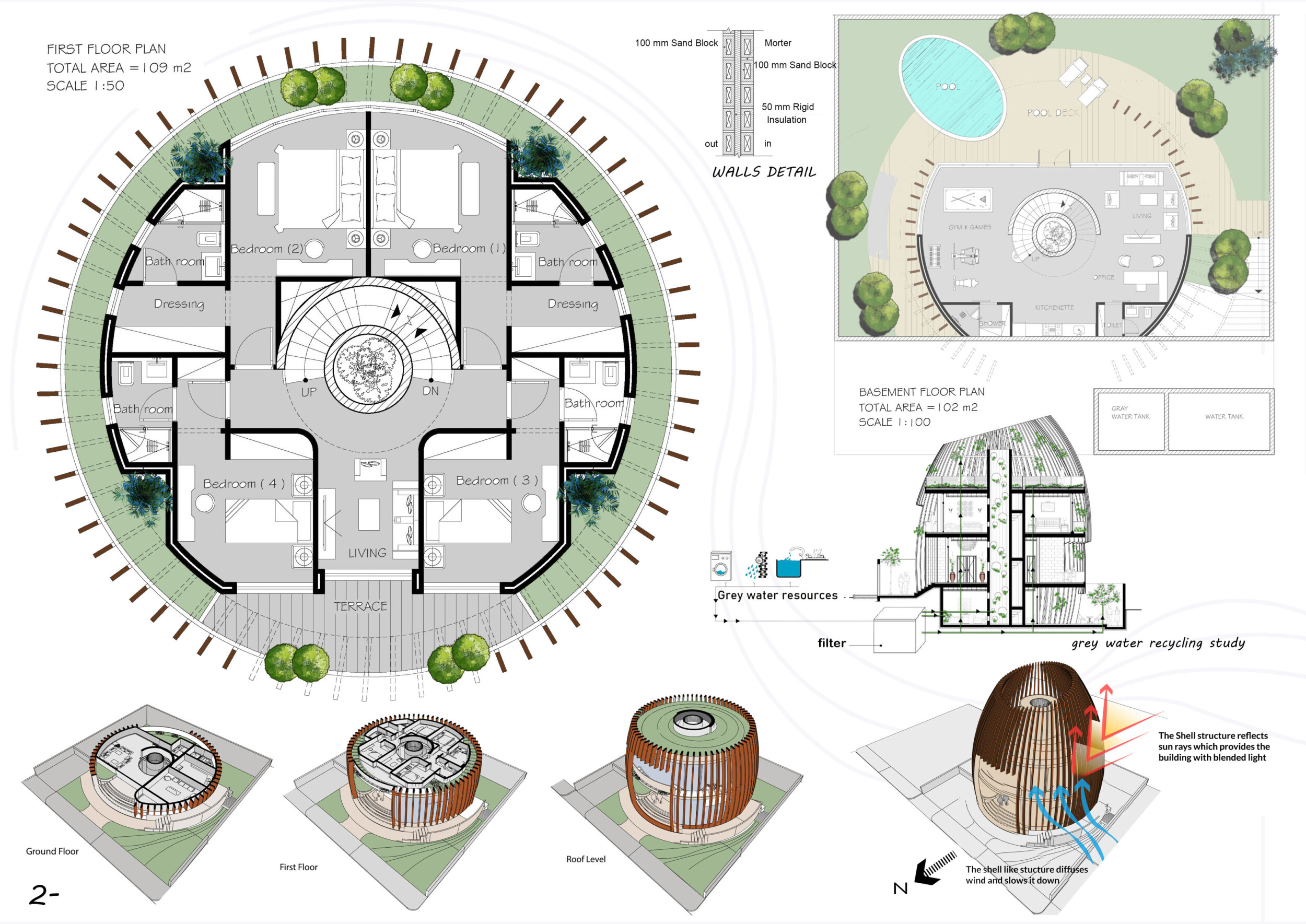 Architecture project // Sustainable Shell Structure Featuring Sand ...