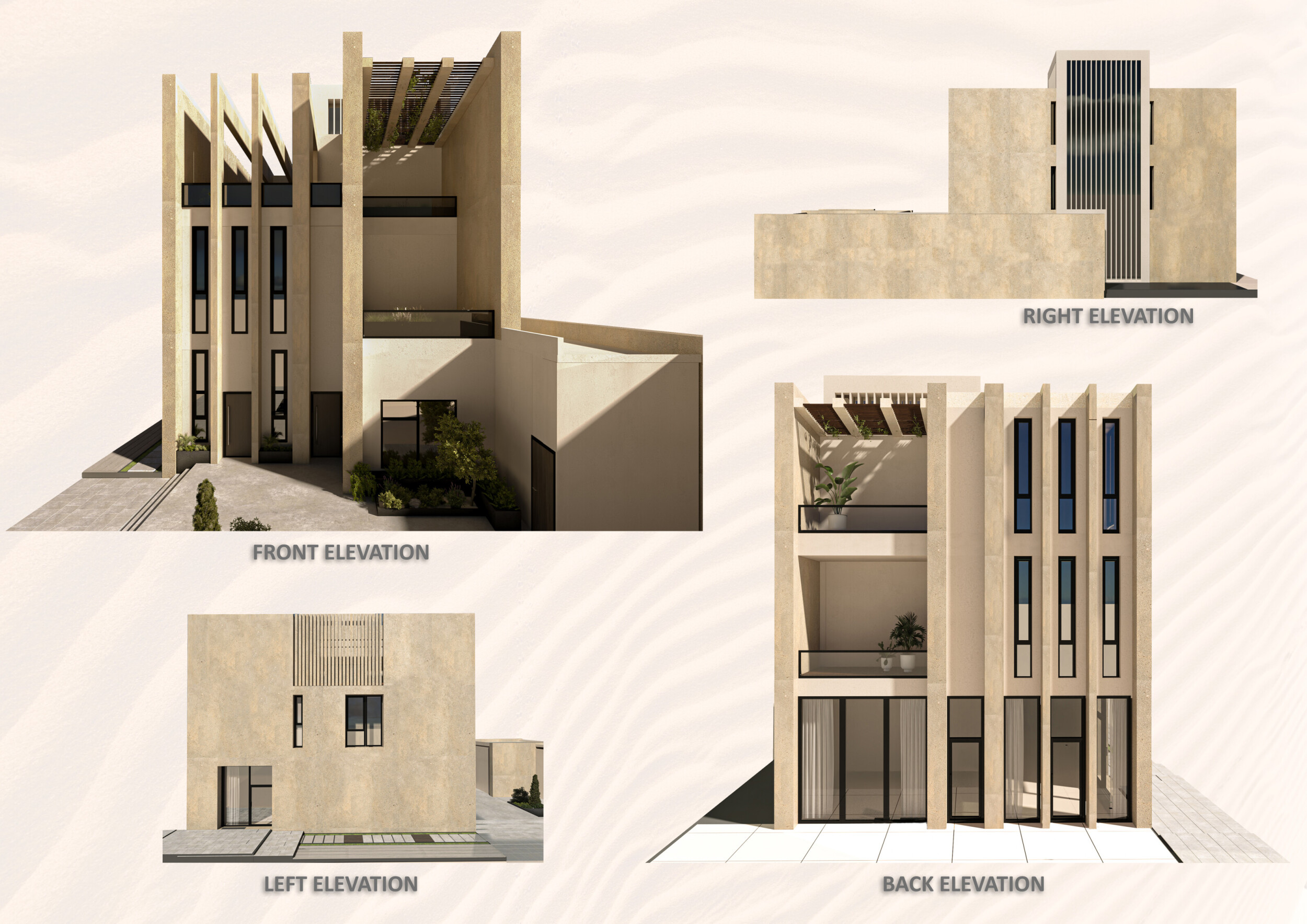 Architecture project // Passive Cooling with Barjeel and Vertical Fins ...