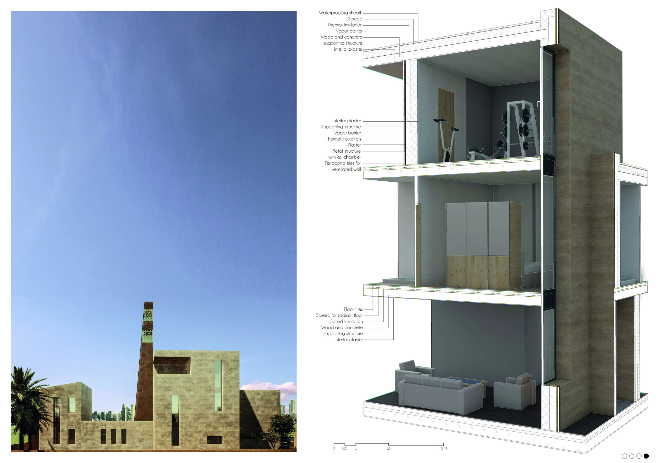 Architecture project // Terracotta-Clad Structure with Vertical Green ...