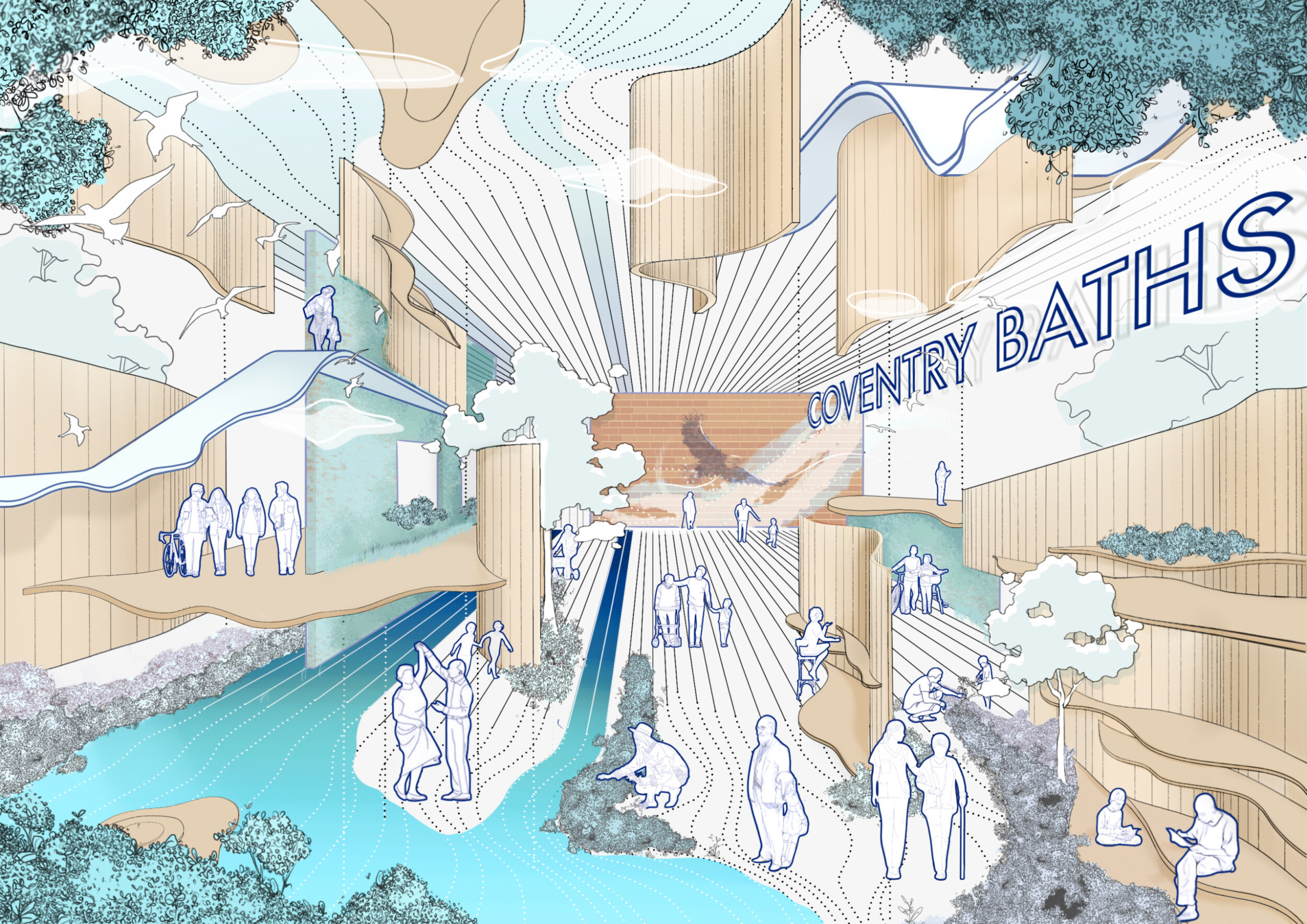 Architecture project // Water-Inspired Community Hub Featuring ...