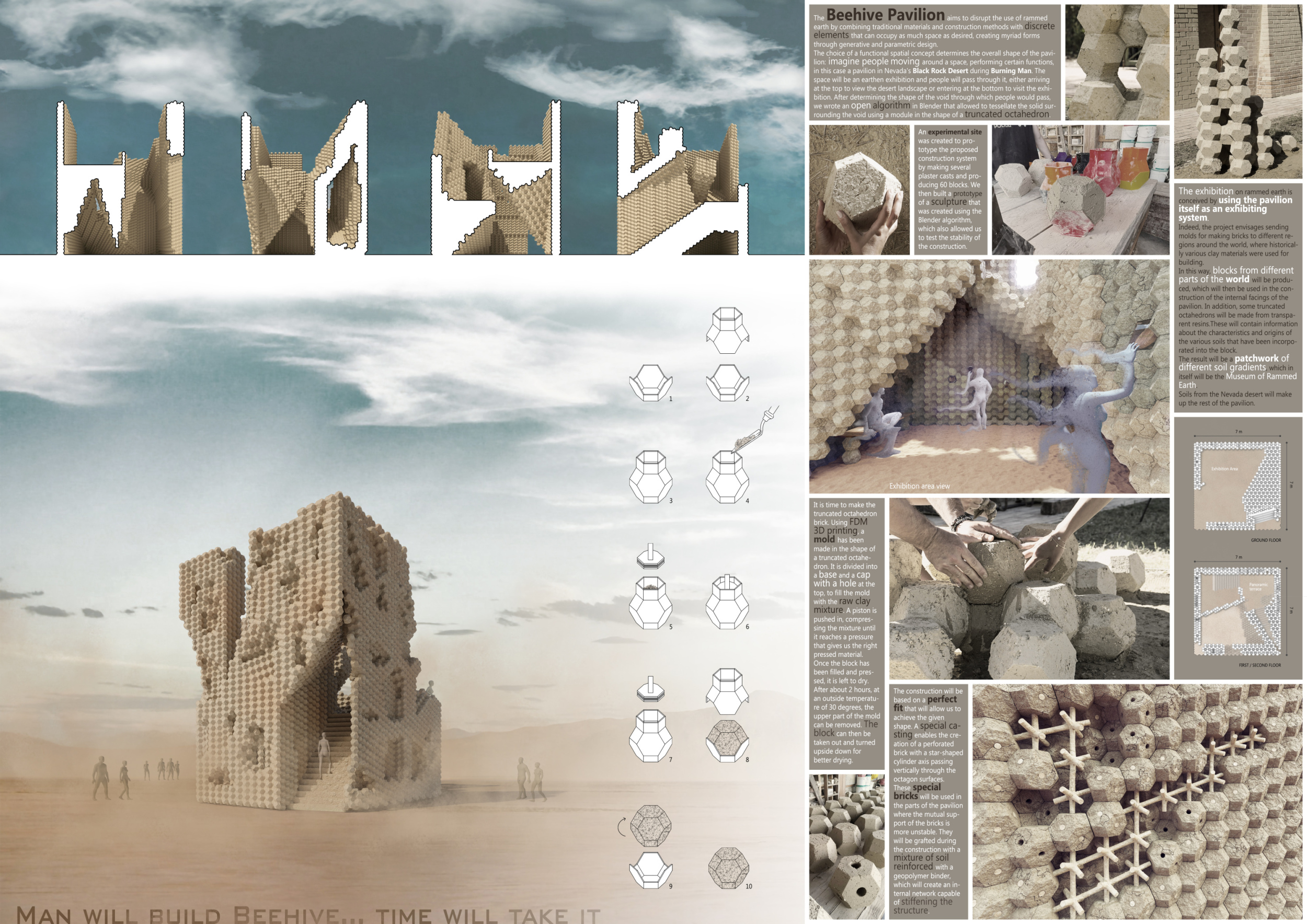 Architecture project // Rammed Earth Pavilion Featuring Truncated ...