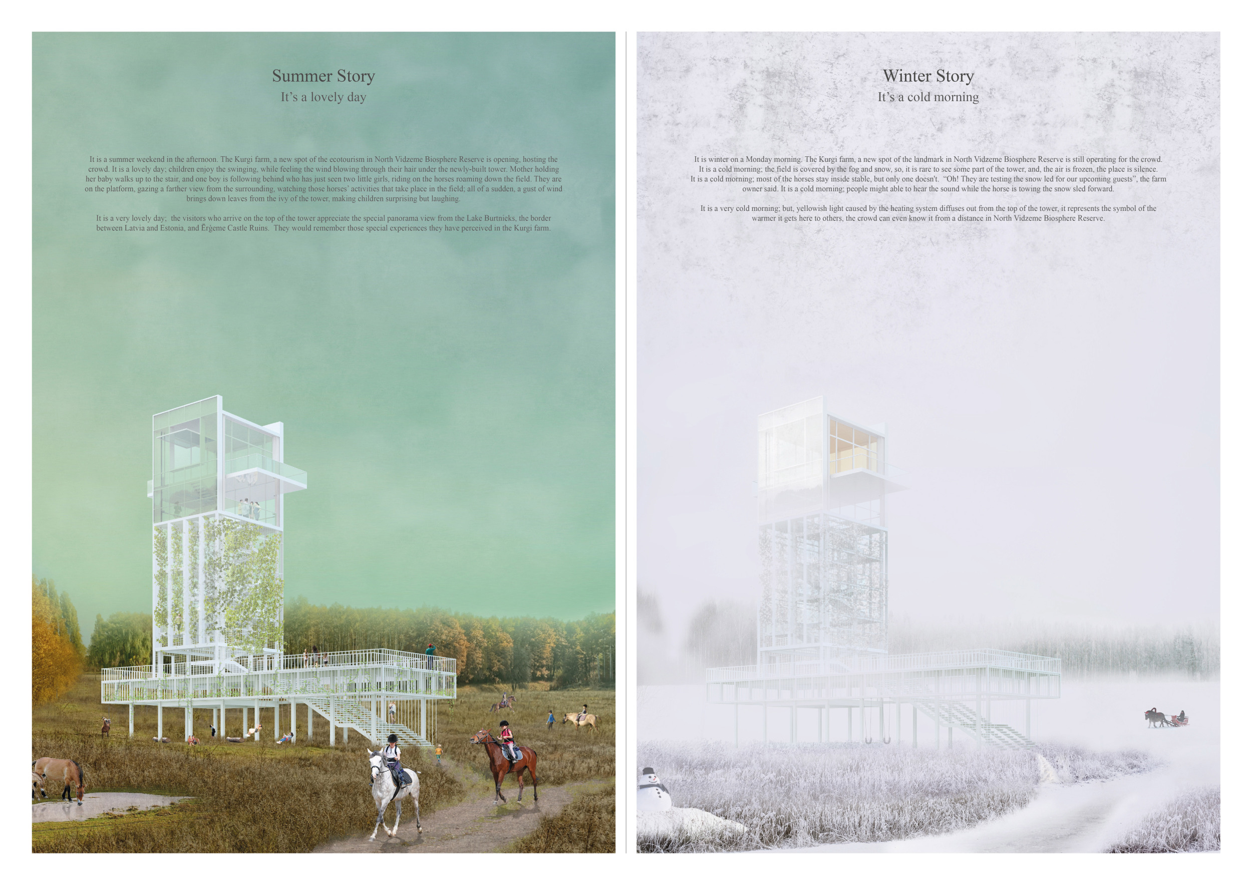 Architecture project // Panoramic Views Supported by H Steel Beams and ...