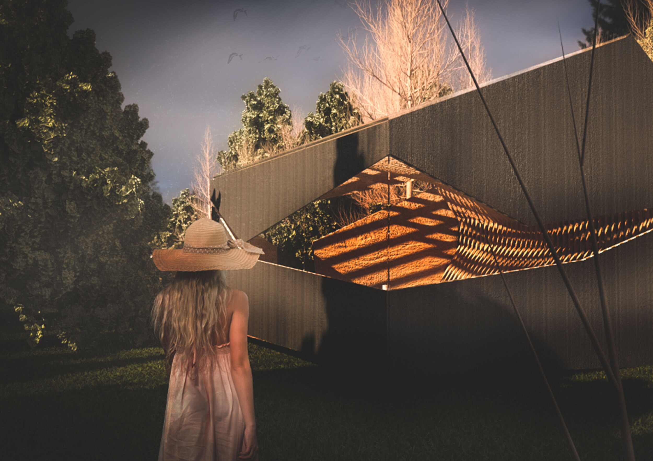 Architecture project // Tree-Inspired Cabin with Steel Cables and ...