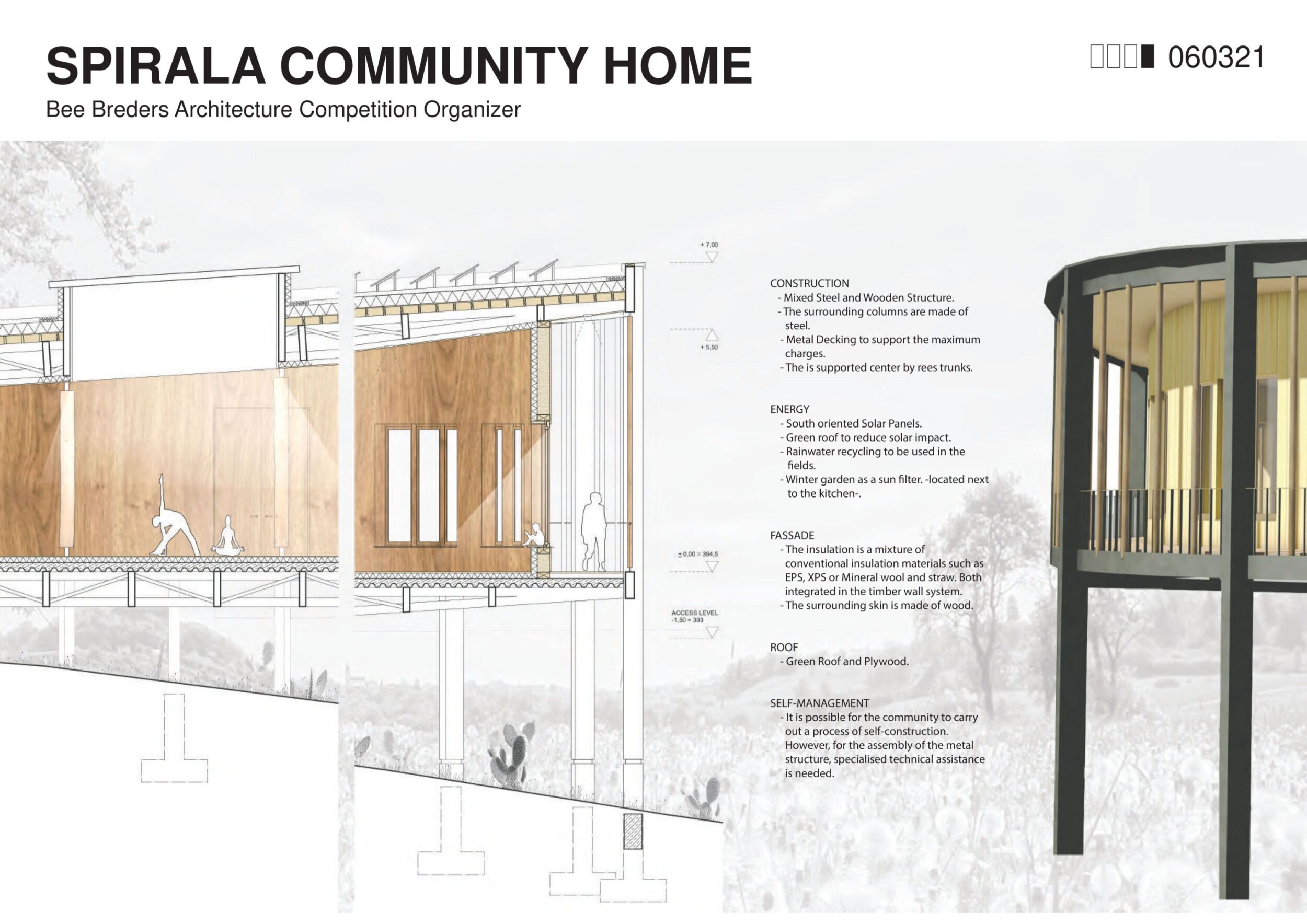Architecture project // Cylindrical Columns and Winter Garden in a ...