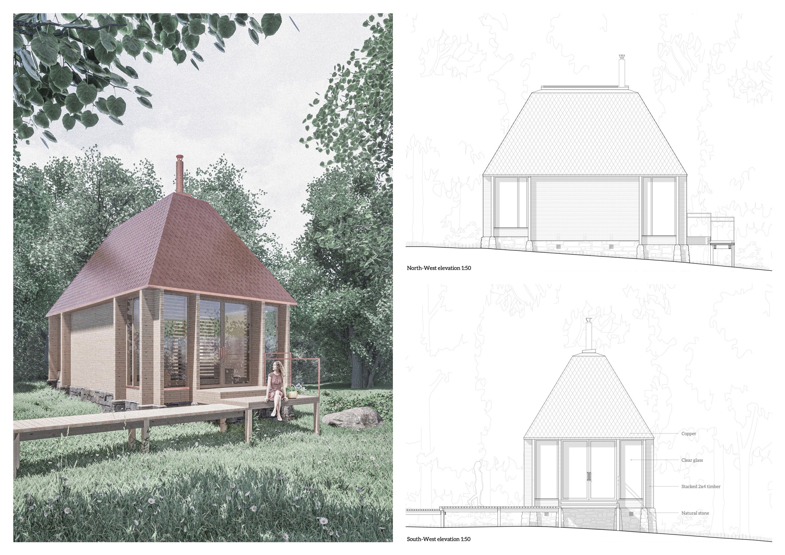 Architecture project // Pyramid Roof Retreat Constructed from Stacked ...