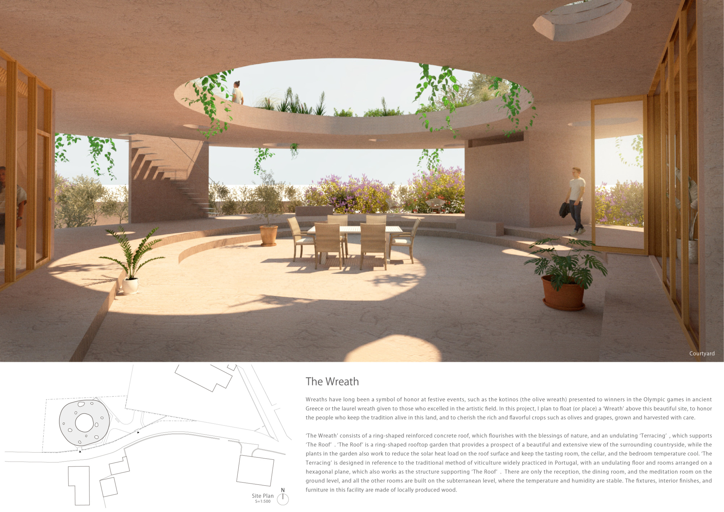 Architecture project // Circular Concrete Canopy Blending Subterranean ...