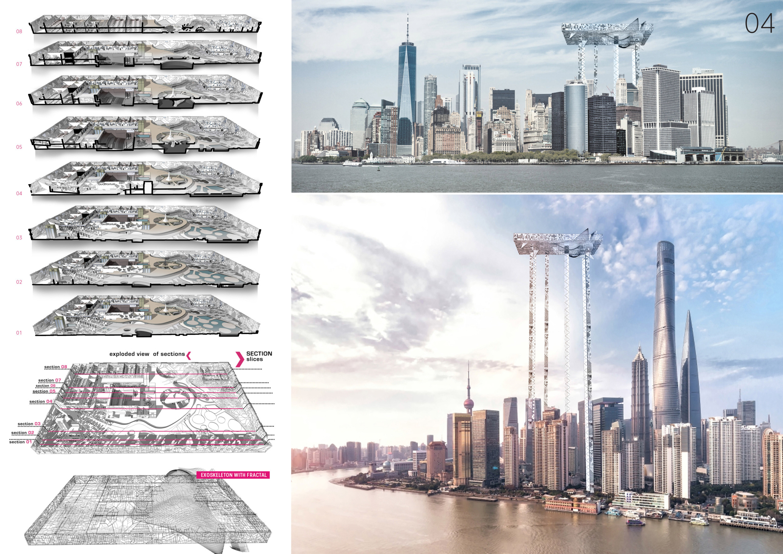 Architecture project // Skeletal Structure with Glass Façades Enhancing ...