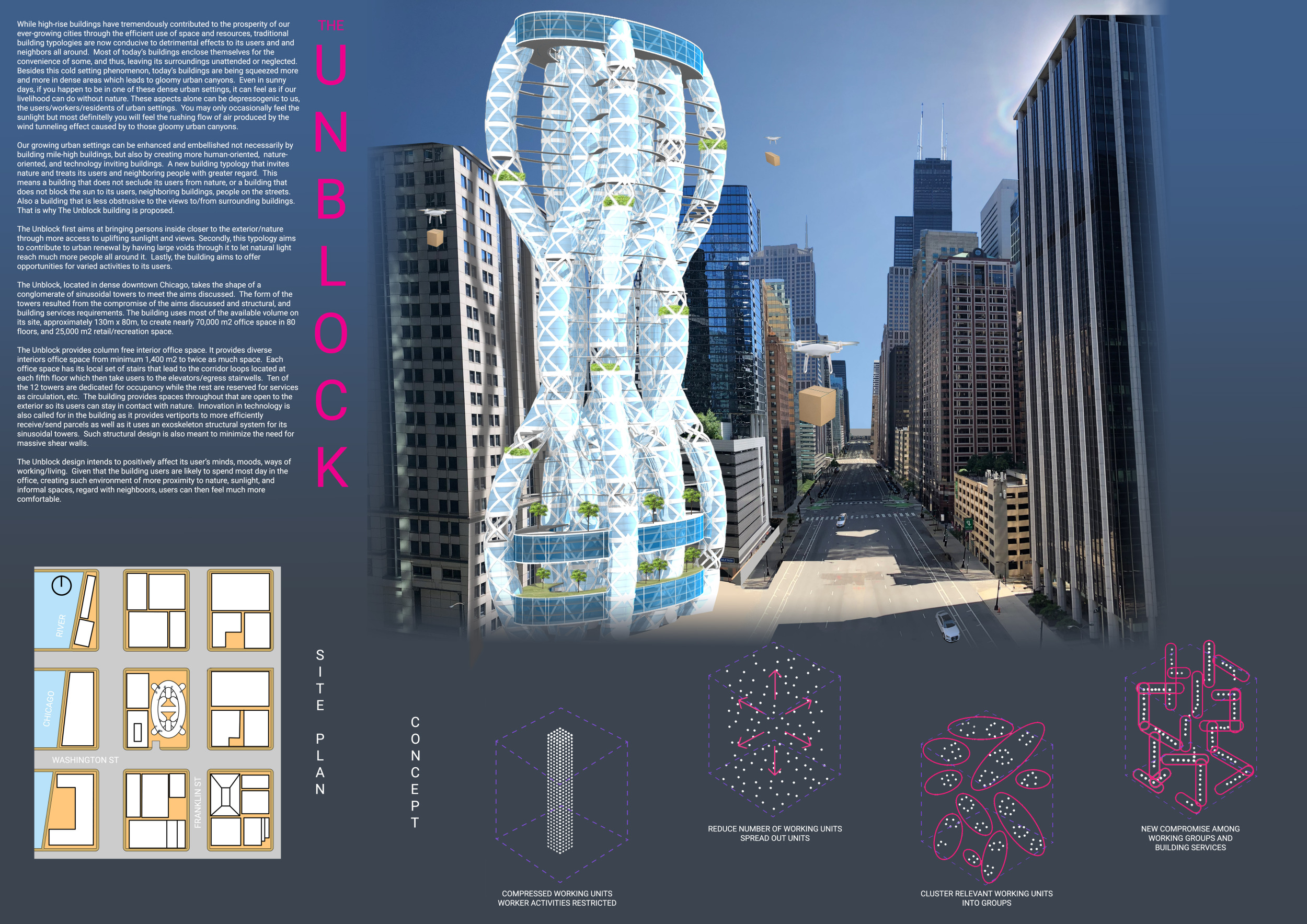 Architecture project // Sinusoidal Towers with Exoskeleton Structure ...