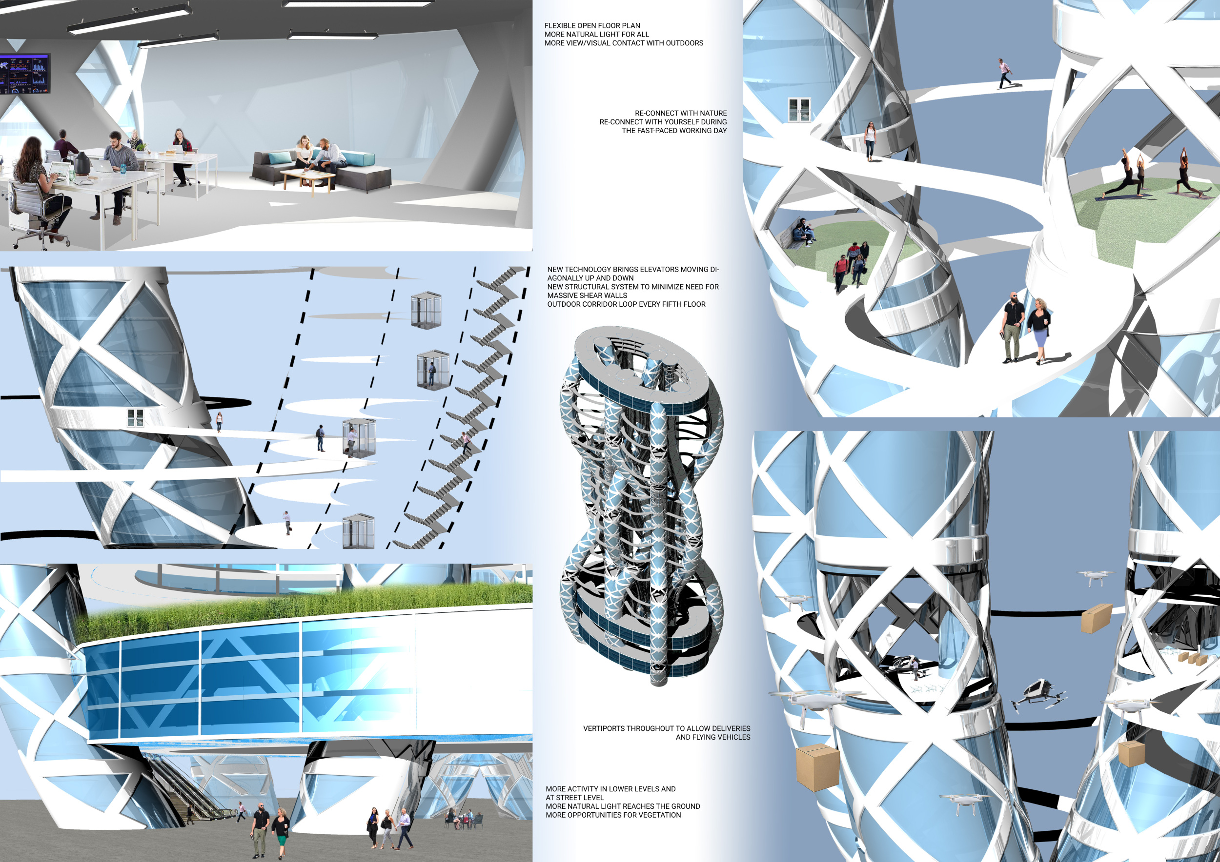 Architecture project // Sinusoidal Towers with Exoskeleton Structure ...