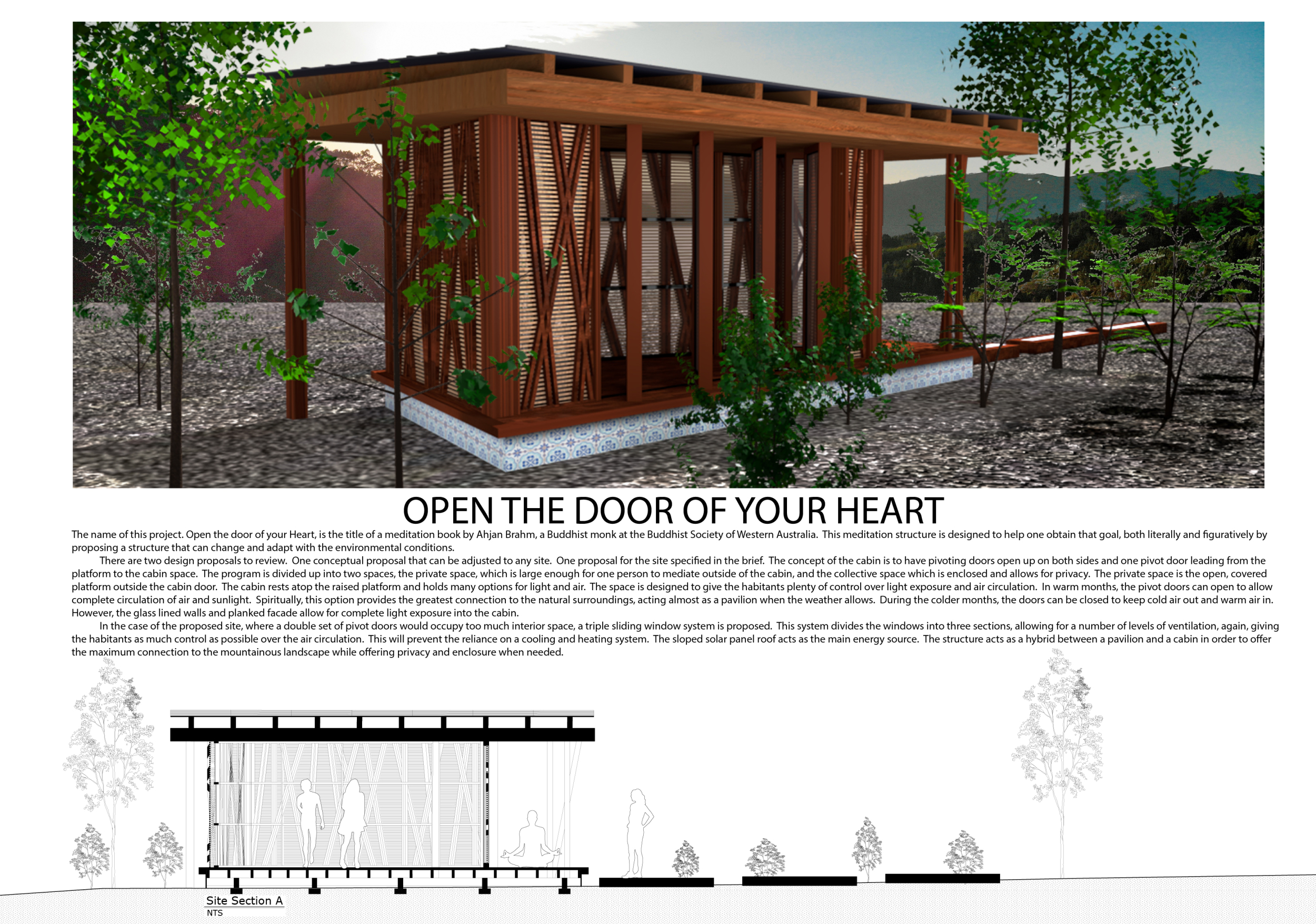 Architecture project // Elevated Meditation Cabin with Pivoting Doors ...