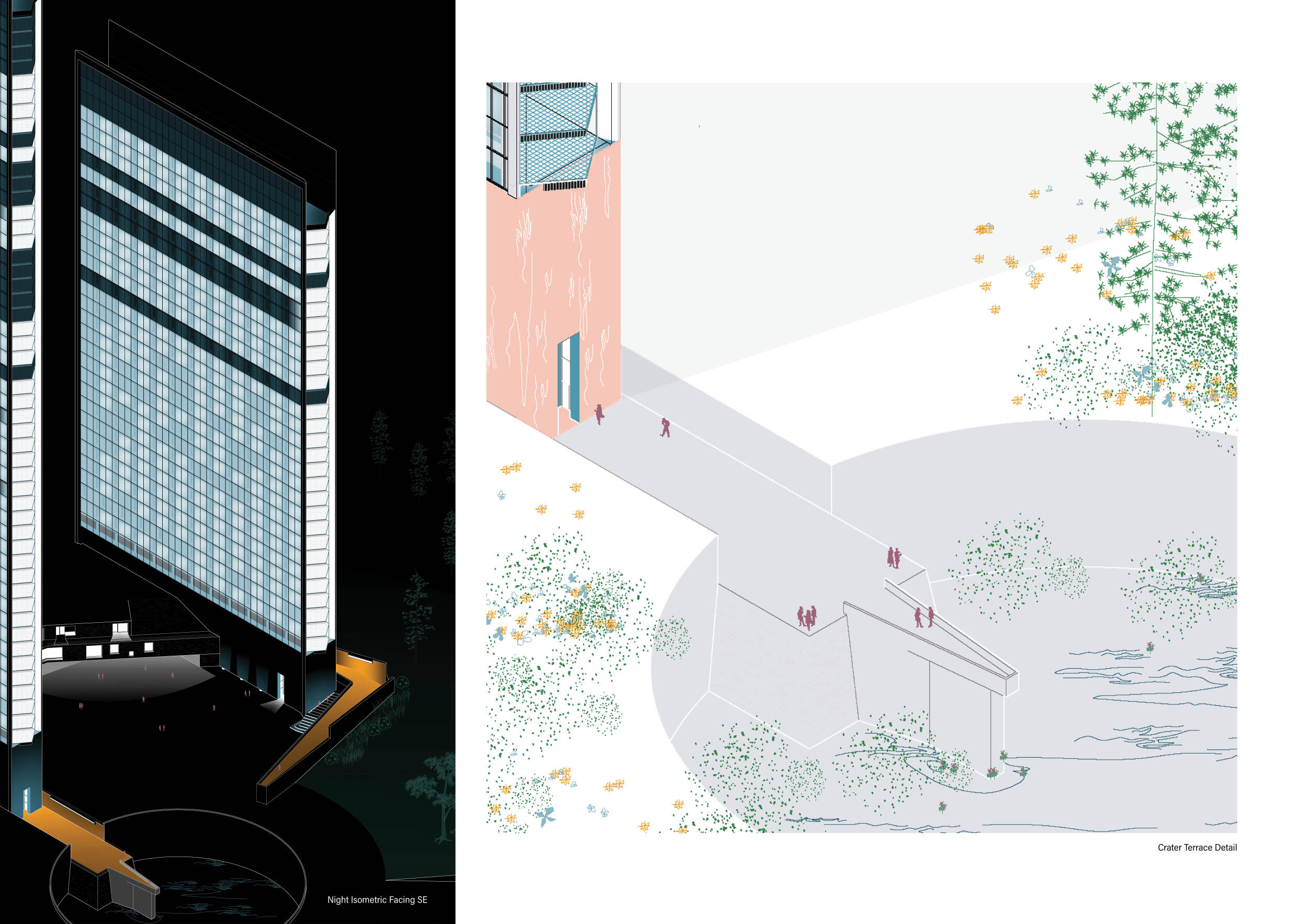 Architecture project // Translucent Glass Towers and Polished Stone ...