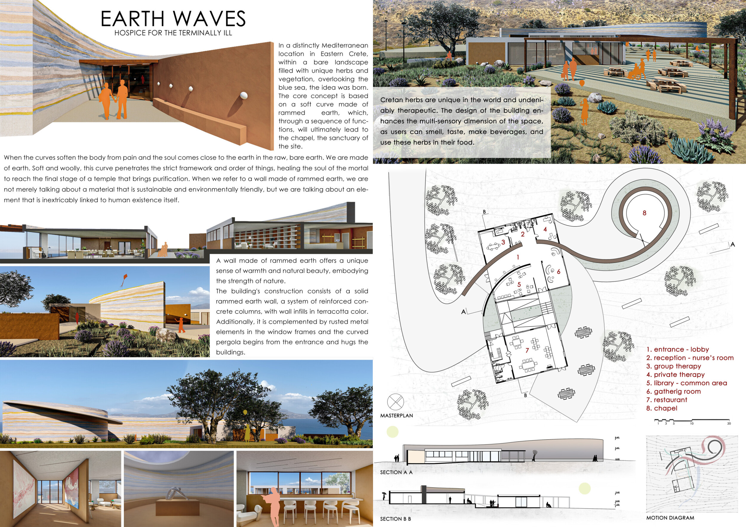 Architecture project // Rammed Earth Structure Enhancing Healing ...
