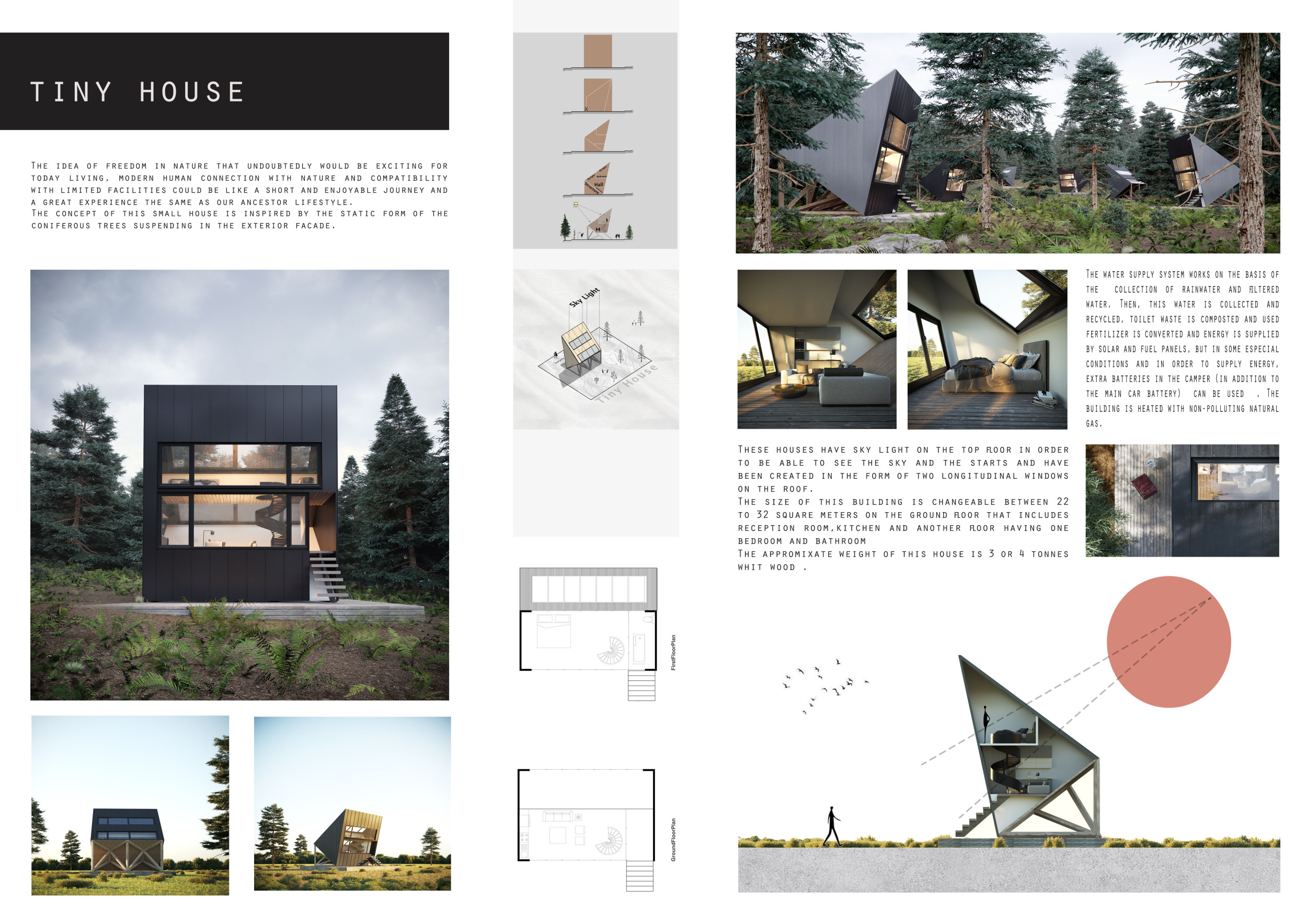Architecture project // Skylit Tiny House Surrounded by Nature with ...
