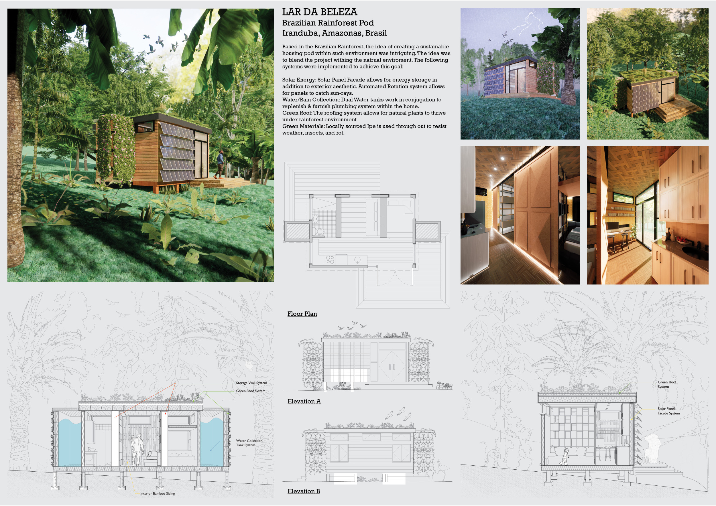 Architecture project // Bamboo Clad Pod with Green Roof Utilizing ...