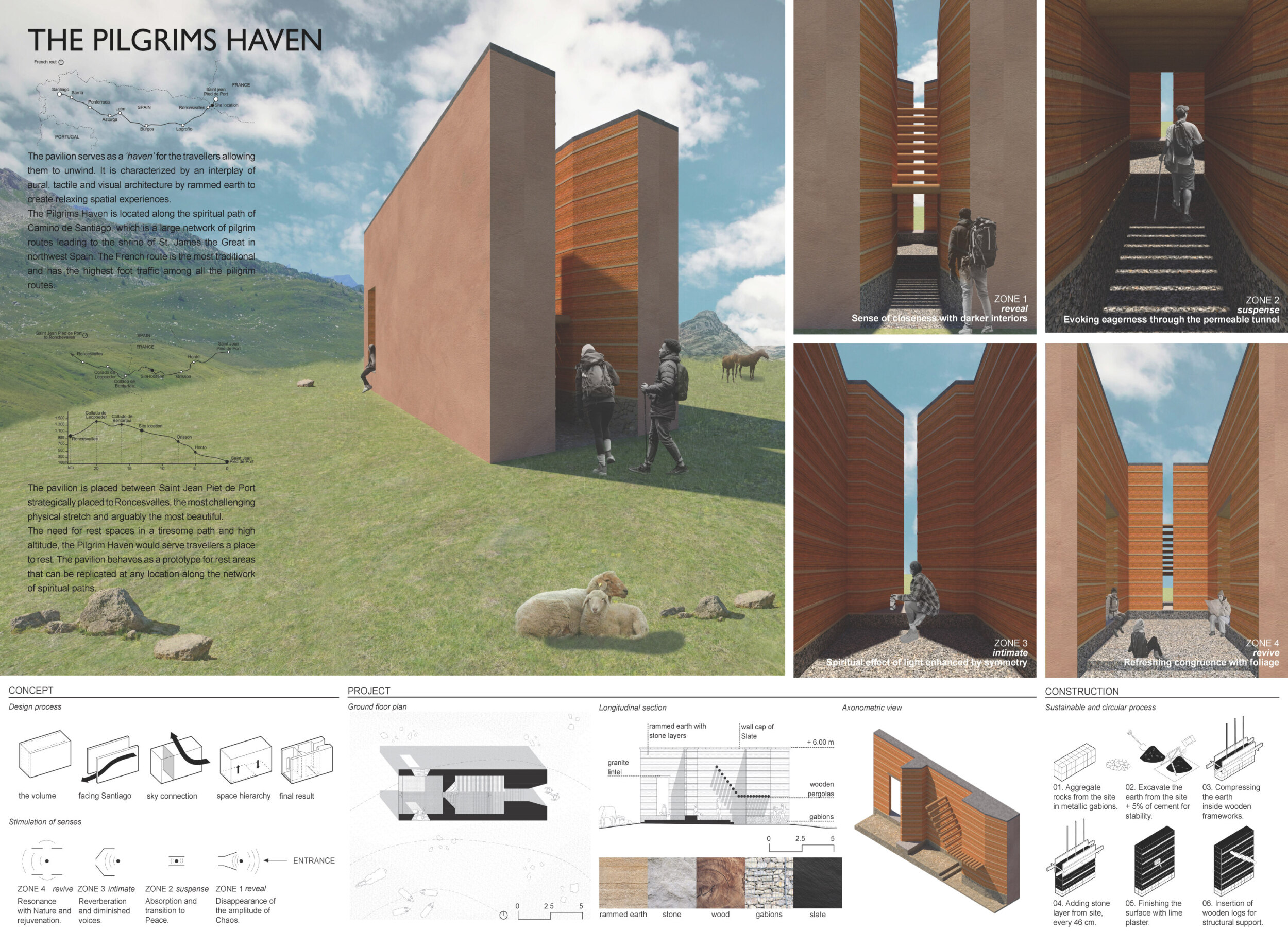 Architecture project // Rammed Earth Sanctuary with Reflective Zones ...