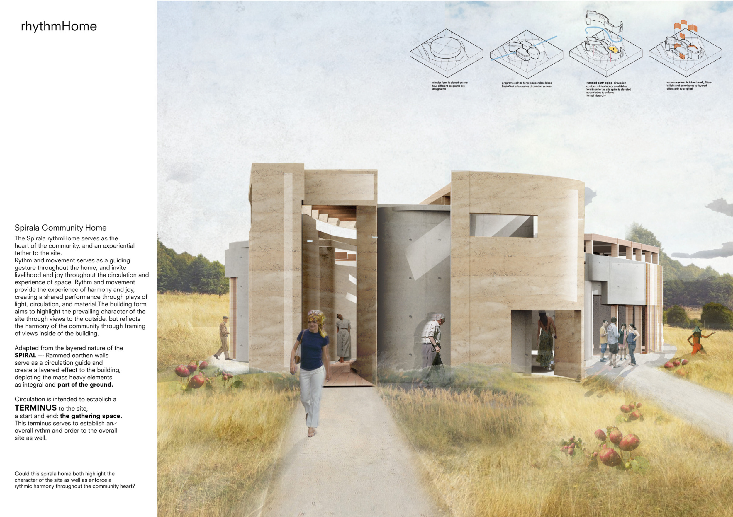 Architecture project // Rammed Earth Structures Fostering Community ...
