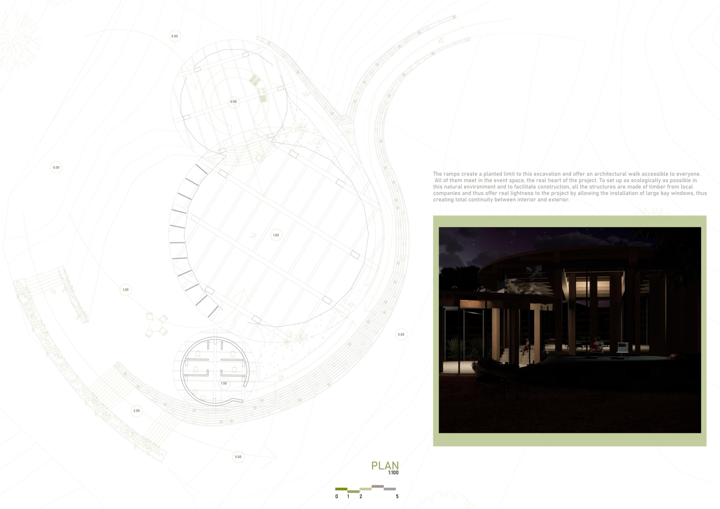 Architecture project // Circular Spaces Framed by Timber and Landscape ...