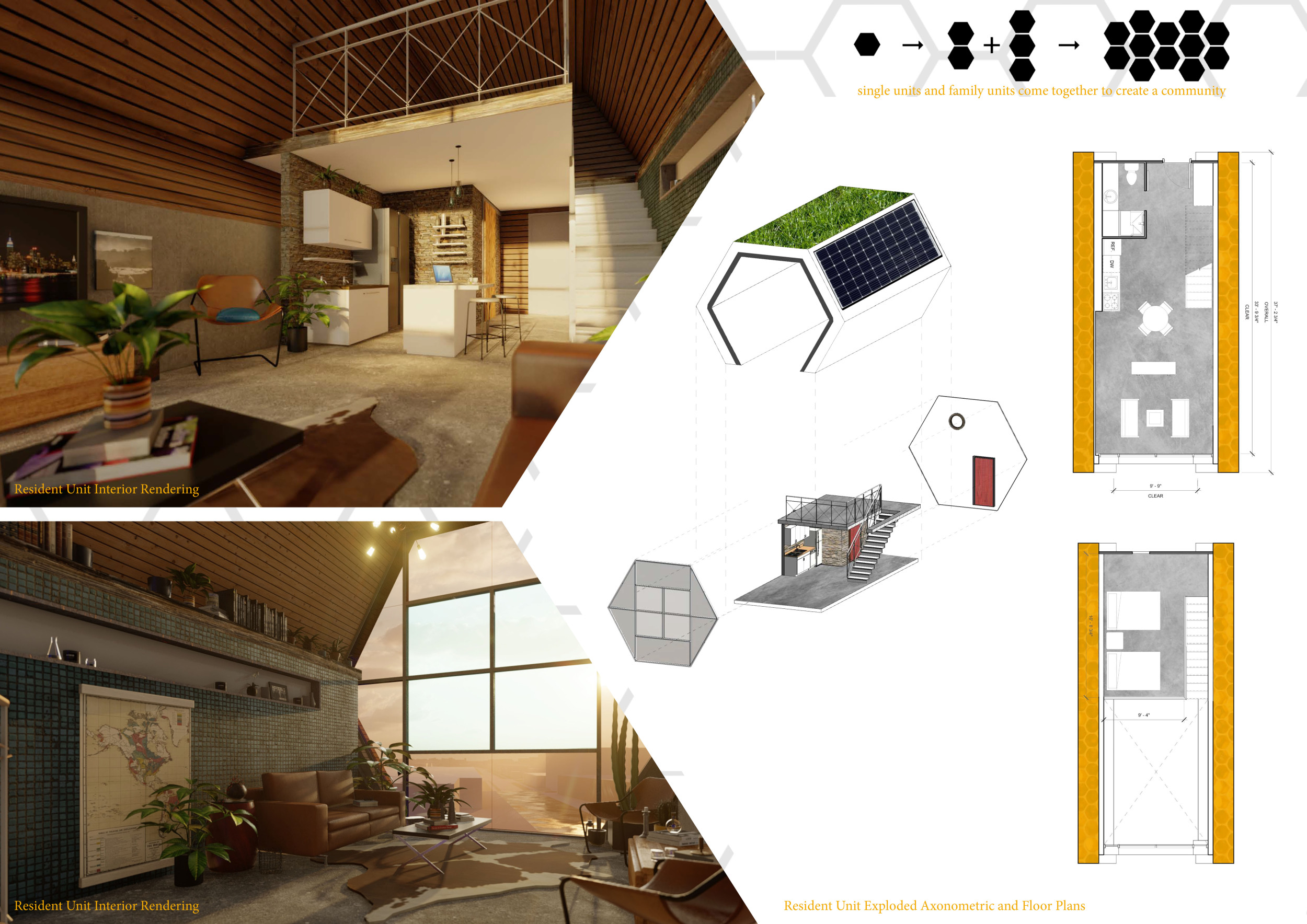 Architecture project // Hexagonal Redwood Units Integrated with Green ...
