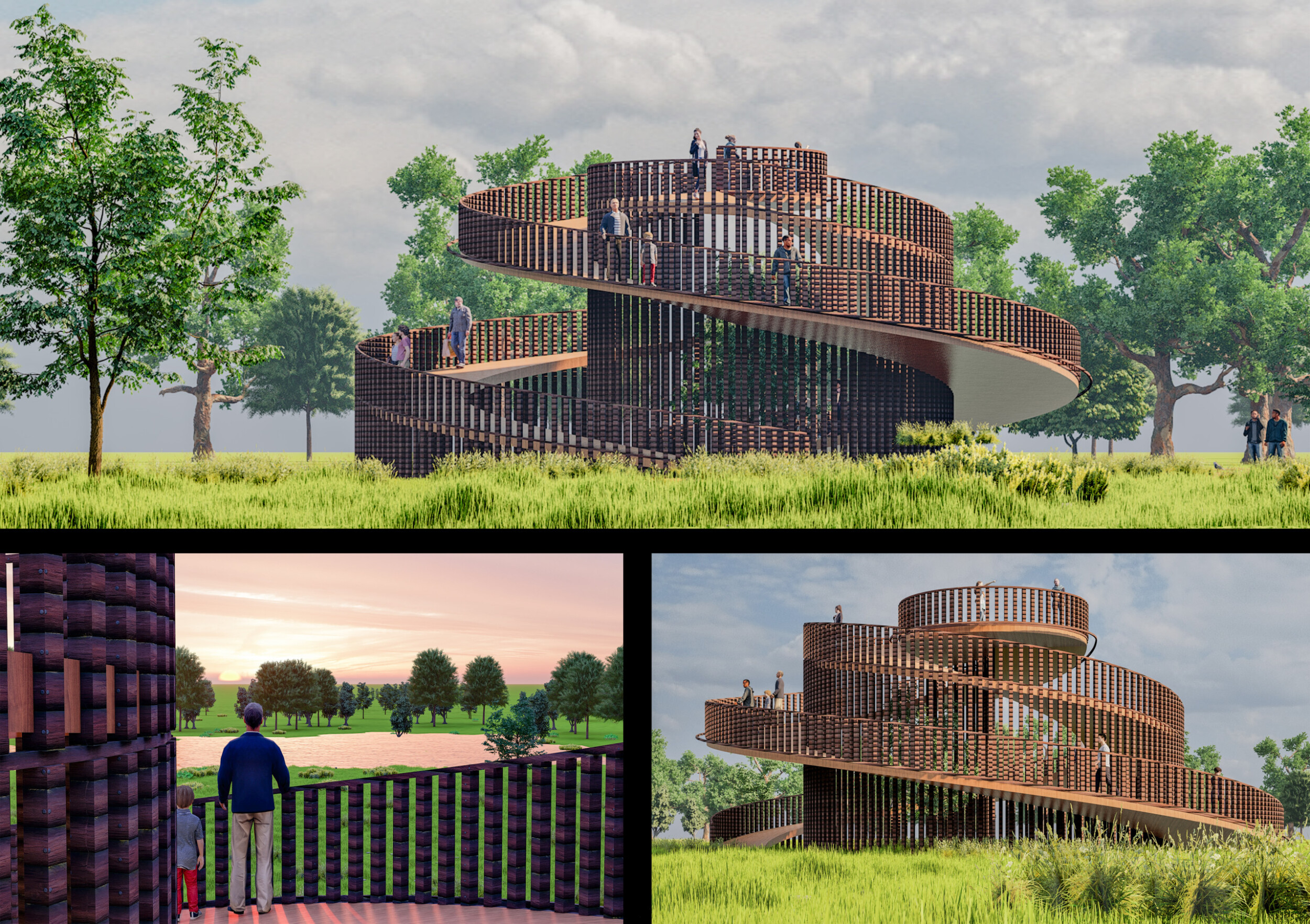 Architecture project // Spiral Observation Tower Crafted from ...