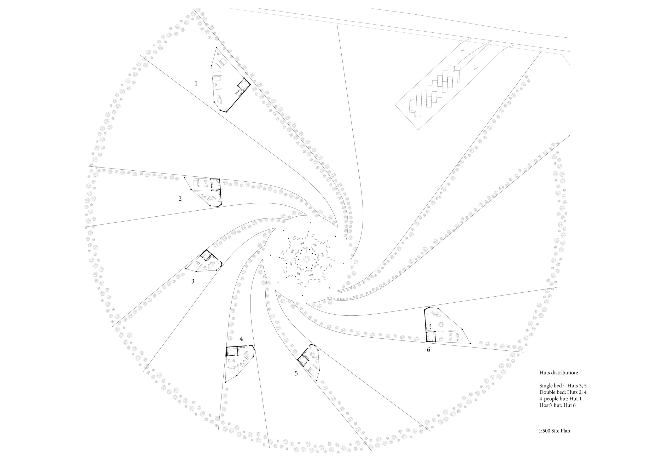 Architecture project // Spiral Steel Huts with Thatched Roofs Offering ...
