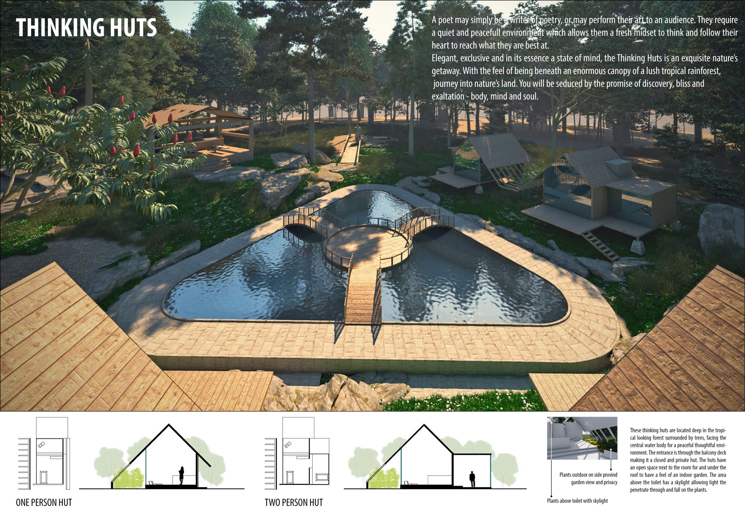 Architecture project // Skylit Huts with Natural Timber and Private ...