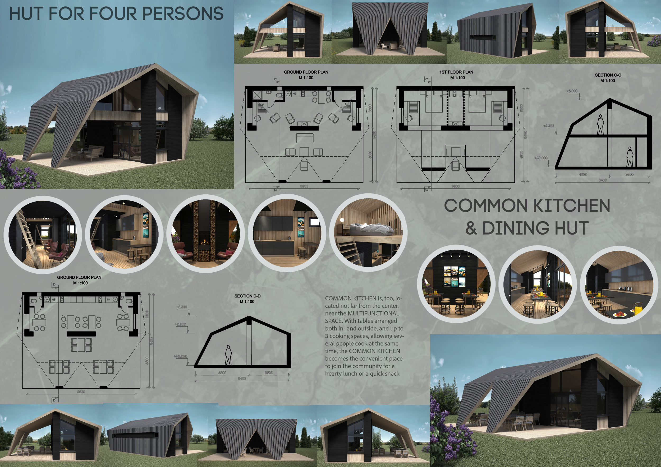 Architecture project // Terraced Huts with Functional Fireplaces for ...