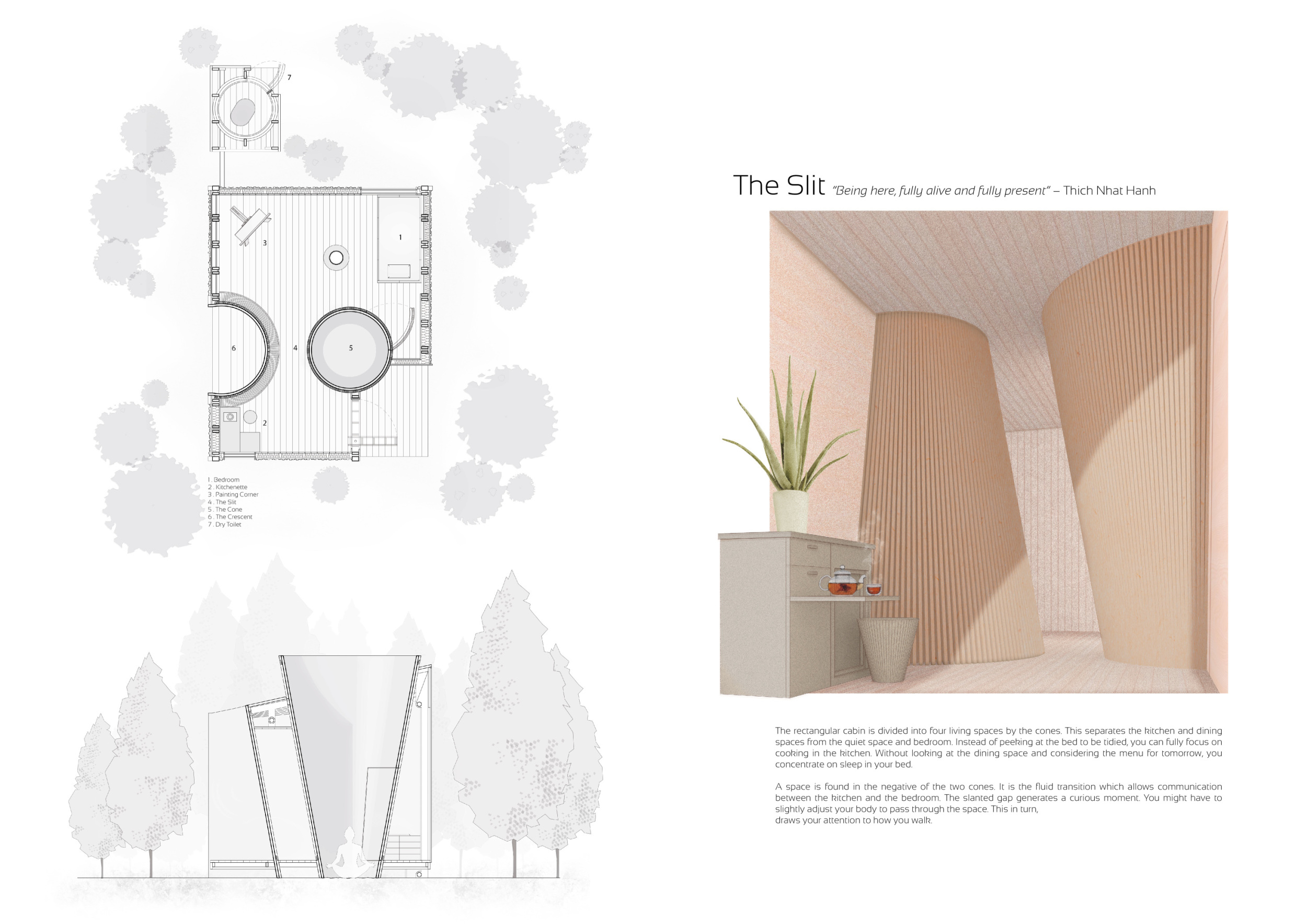 Architecture project // Meditative Retreat in Concrete and Timber Cones ...
