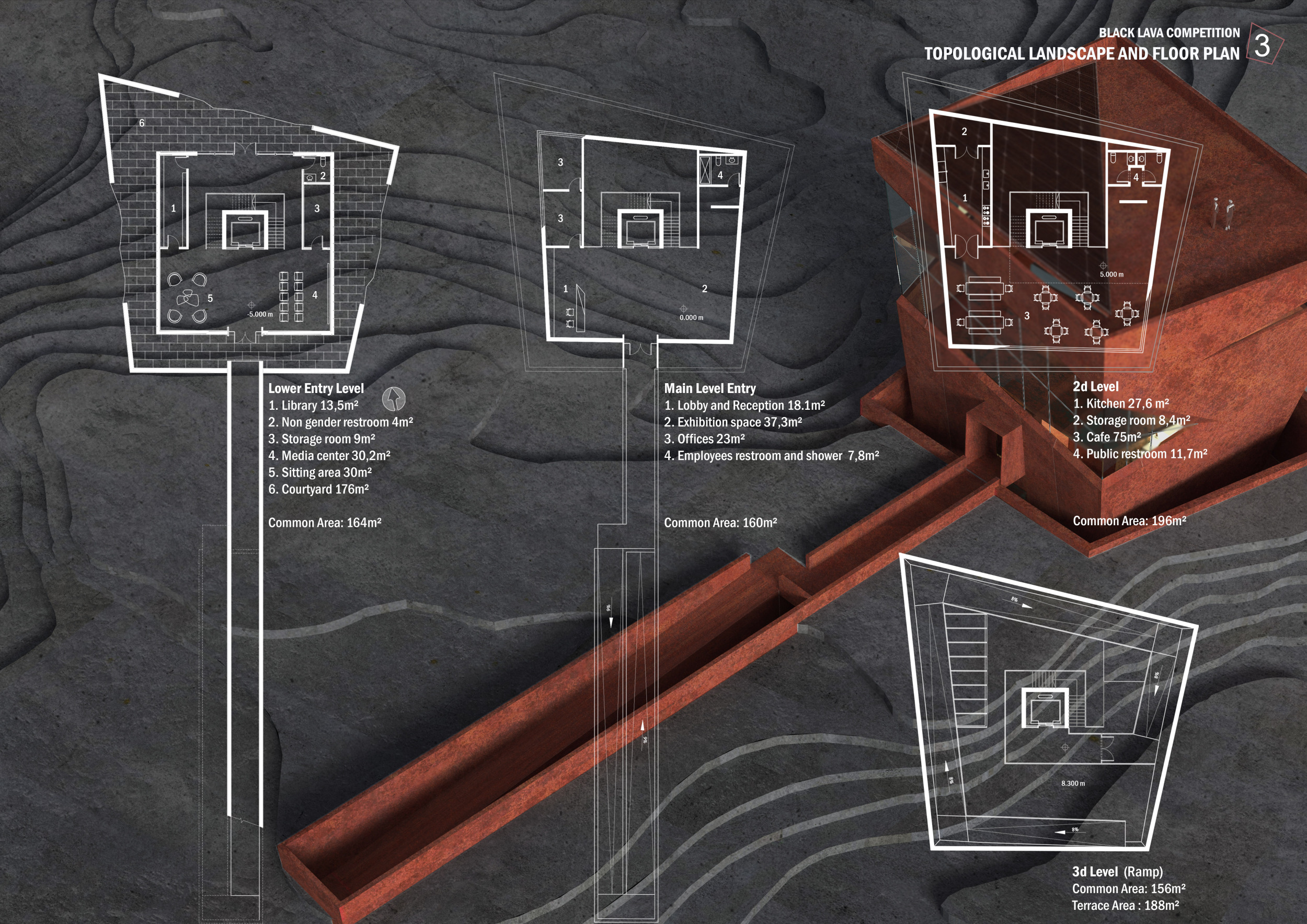 Architecture project // Dramatic Basalt Form with Exposed Geological ...