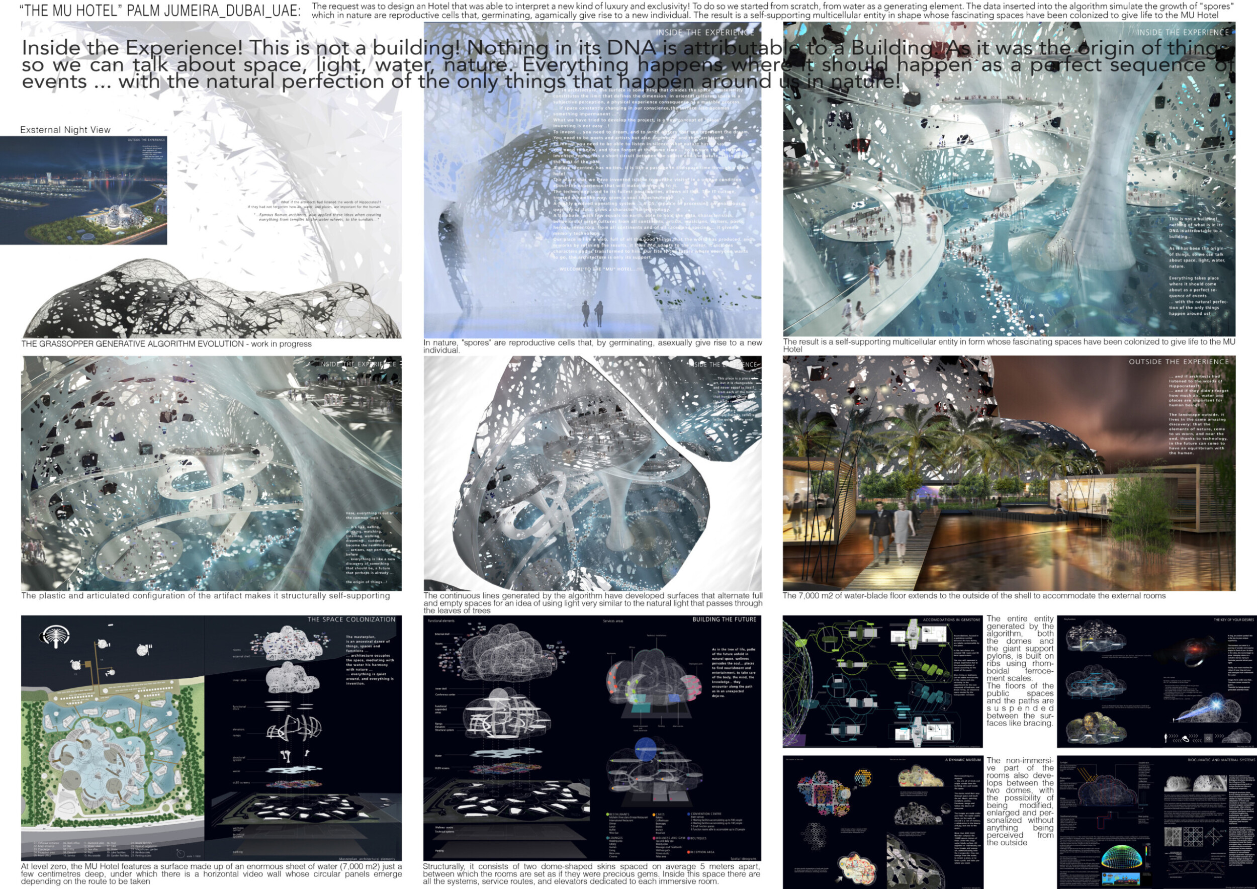Architecture project // Fluid Dome Structure Integrating Water Features ...