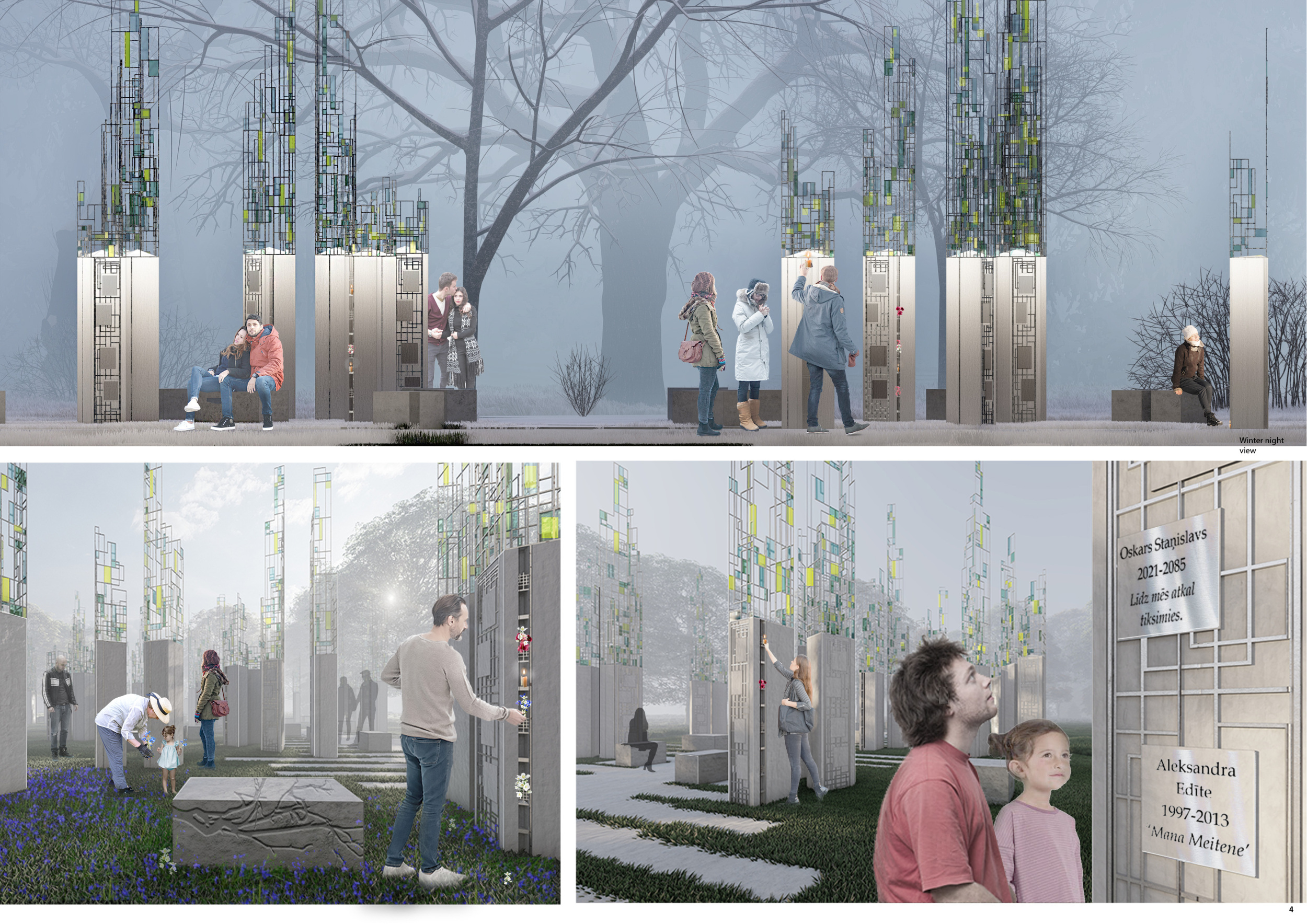 Architecture project // Monolithic Columns and Blued Steel Canopies in ...