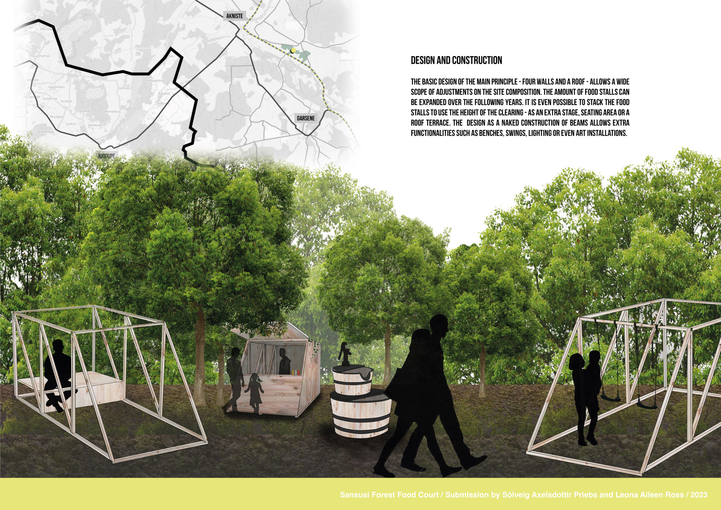 Architecture project // Stackable Food Stalls with Spruce Wood and Roof ...