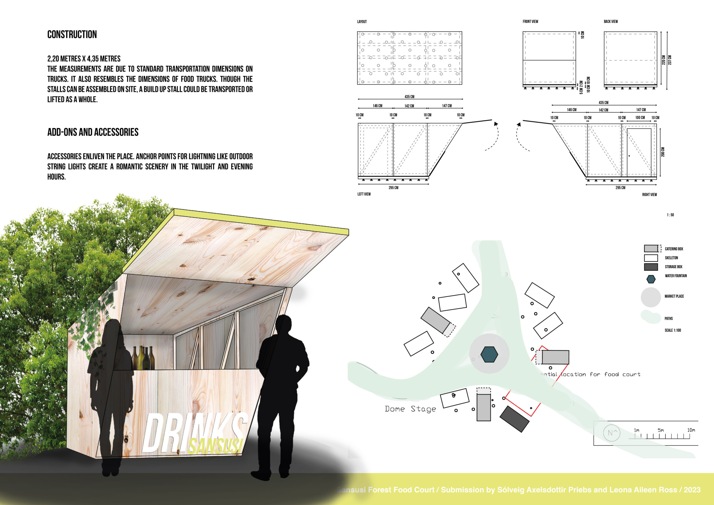 Architecture project // Stackable Food Stalls with Spruce Wood and Roof ...