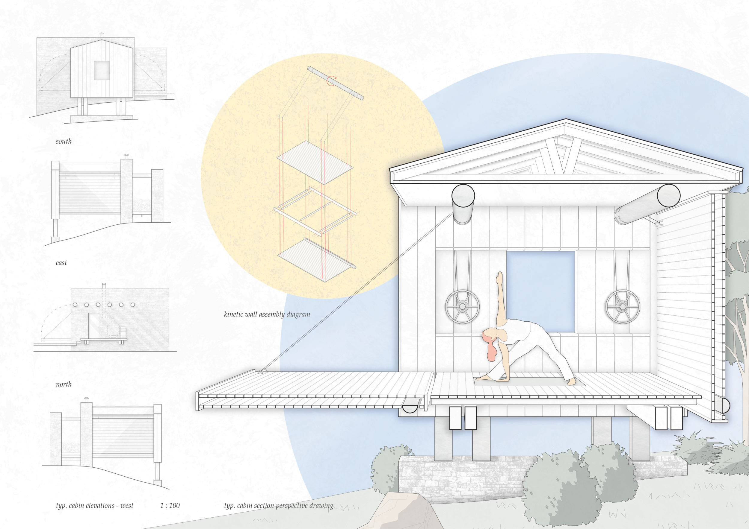 Architecture project // Kinetic Wood Walls and Stone Foundations in a ...