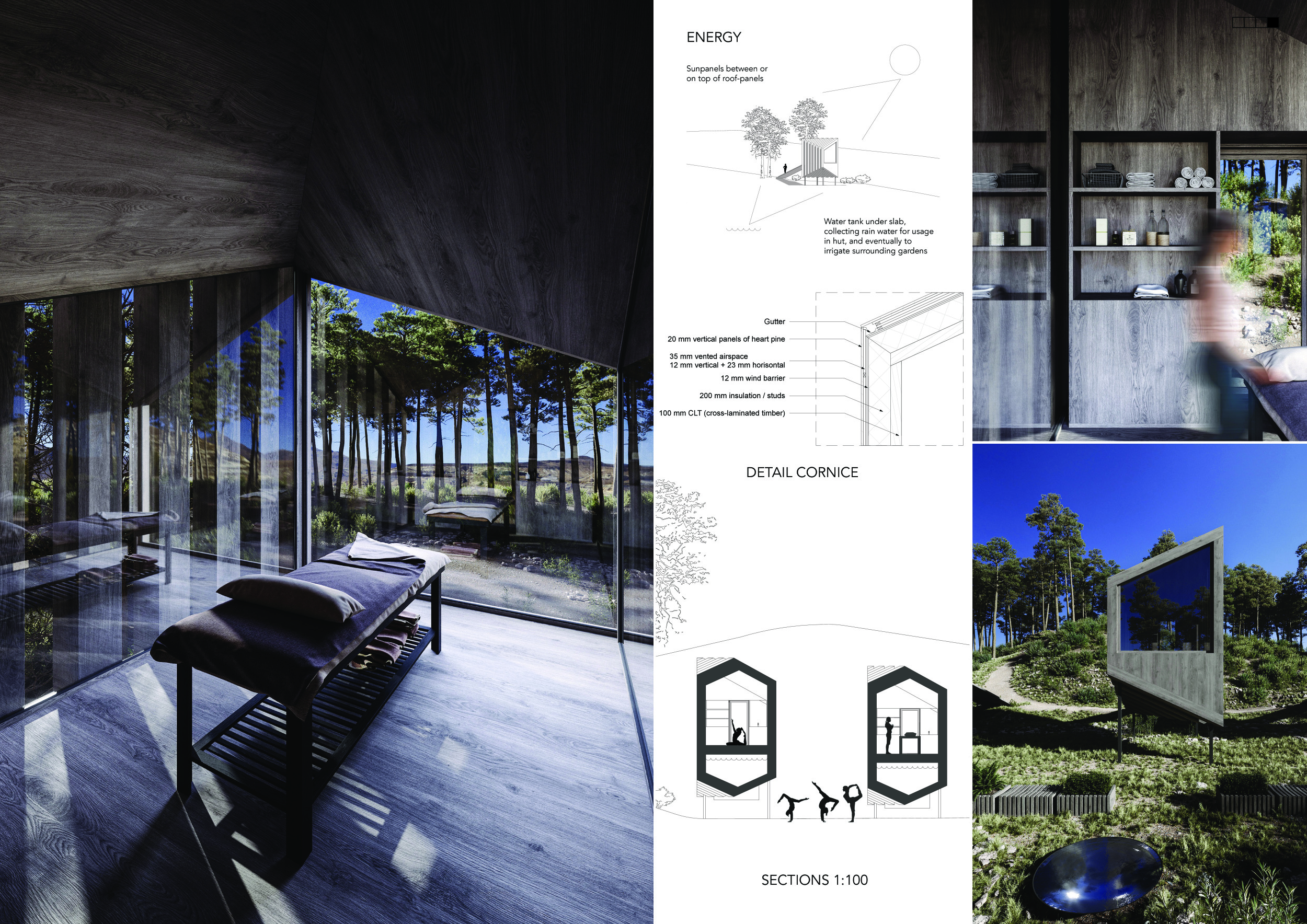 Architecture project // Asymmetrical Cabins Supported by Cross ...
